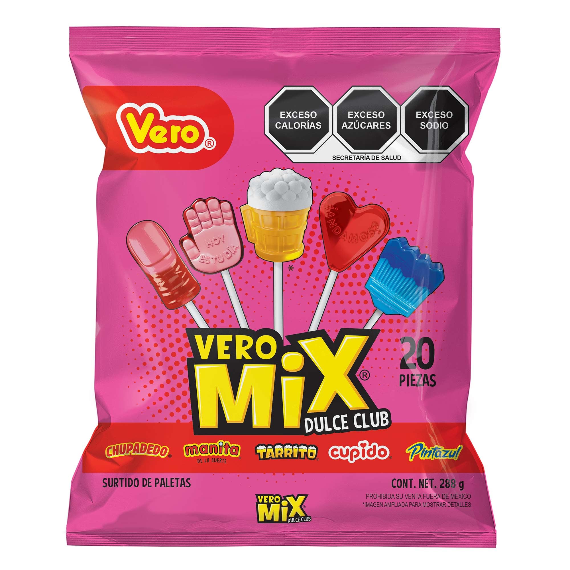 Vero Mix dulce, Surtido de paletas dulces, Bolsa 20pz, 288g : Amazon ...