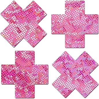 Amazon.com: PASTEASE Small Pasties - Small Holographic Glitter Pink X ...