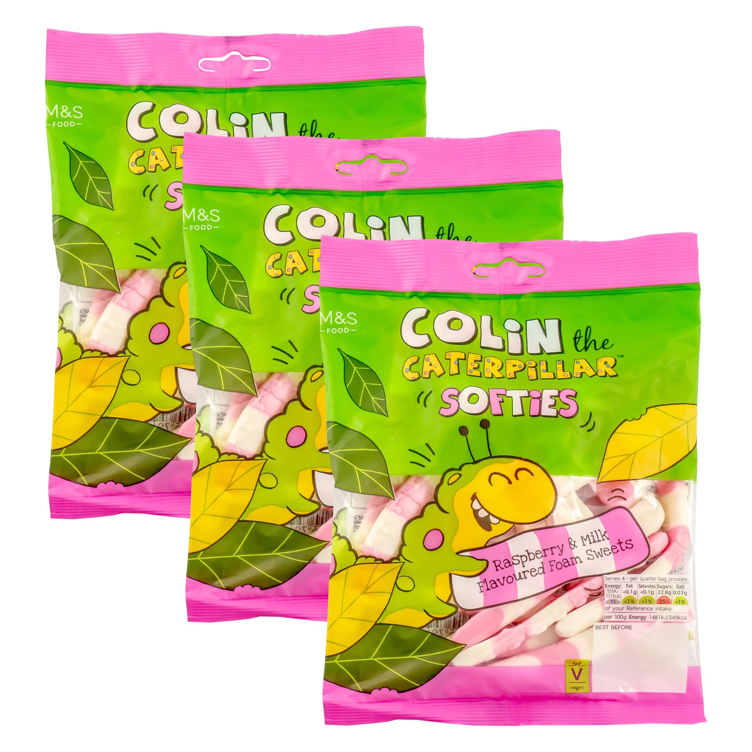 M&S Colin The Caterpillar® Foam Softies, Raspberry & Milk Flavour Gum ...