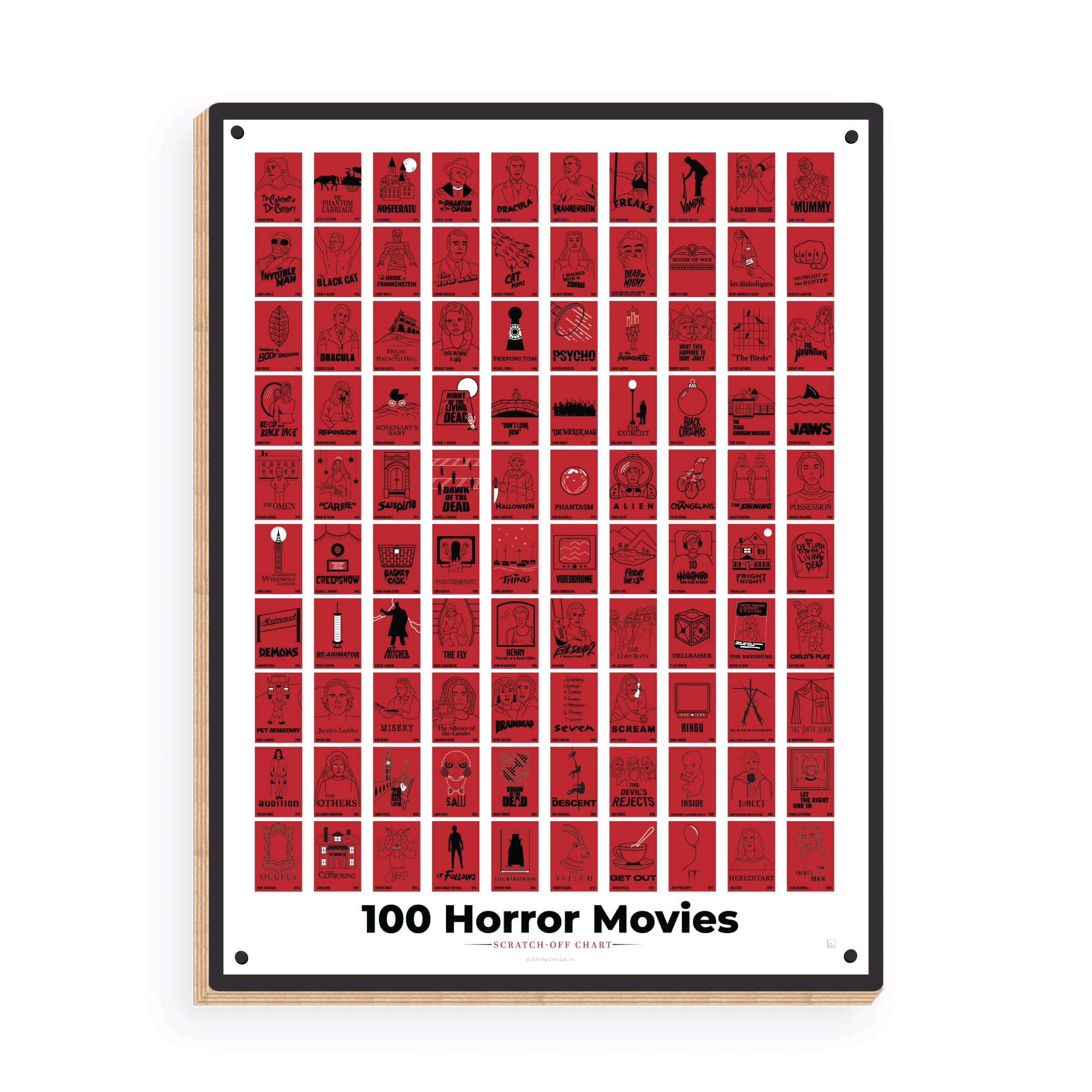 Amazon.com: Pop Chart | 100 Horror Movies Scratch-Off Poster | 12" x 16 ...
