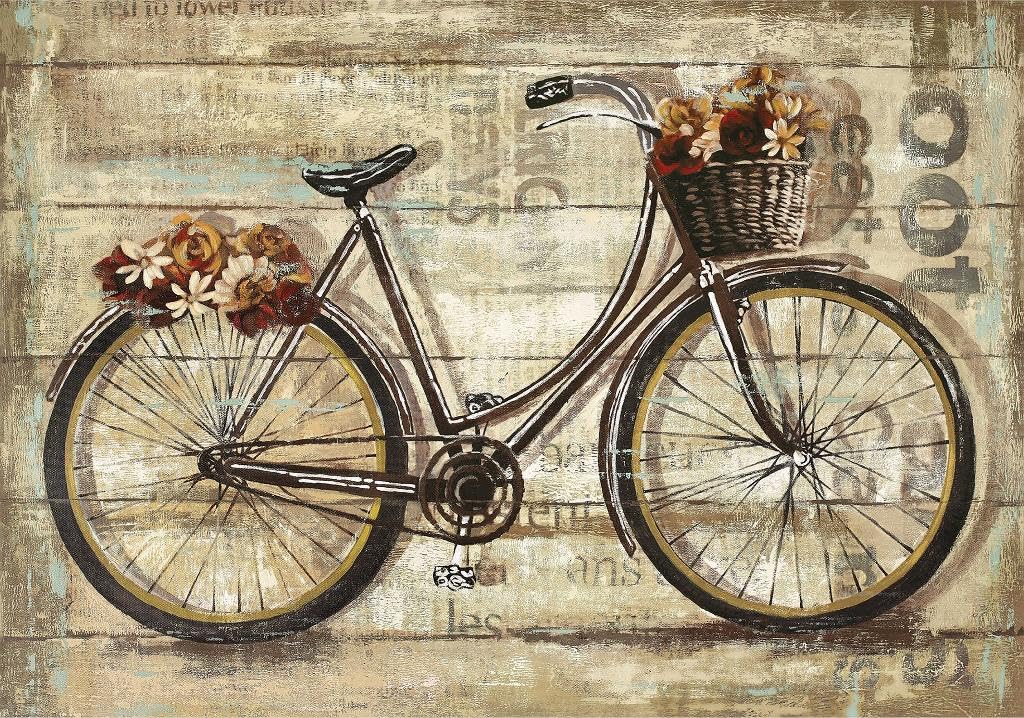 Vintage Bicycle Painting Paint By Numbers | Old Bicycle Flower