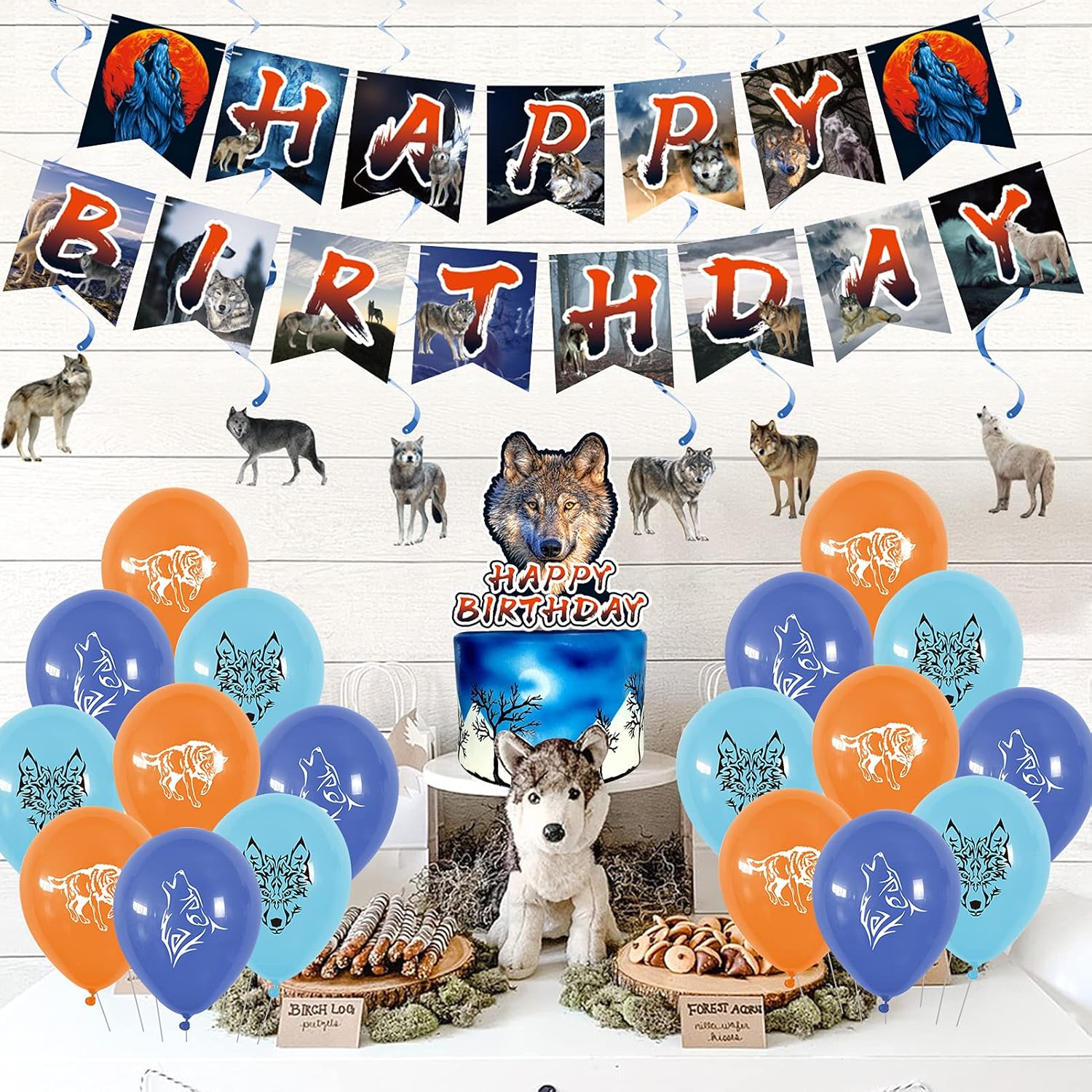 Amazon.com: Wolf Birthday Party Supplies Included Wolf Animal Happy ...