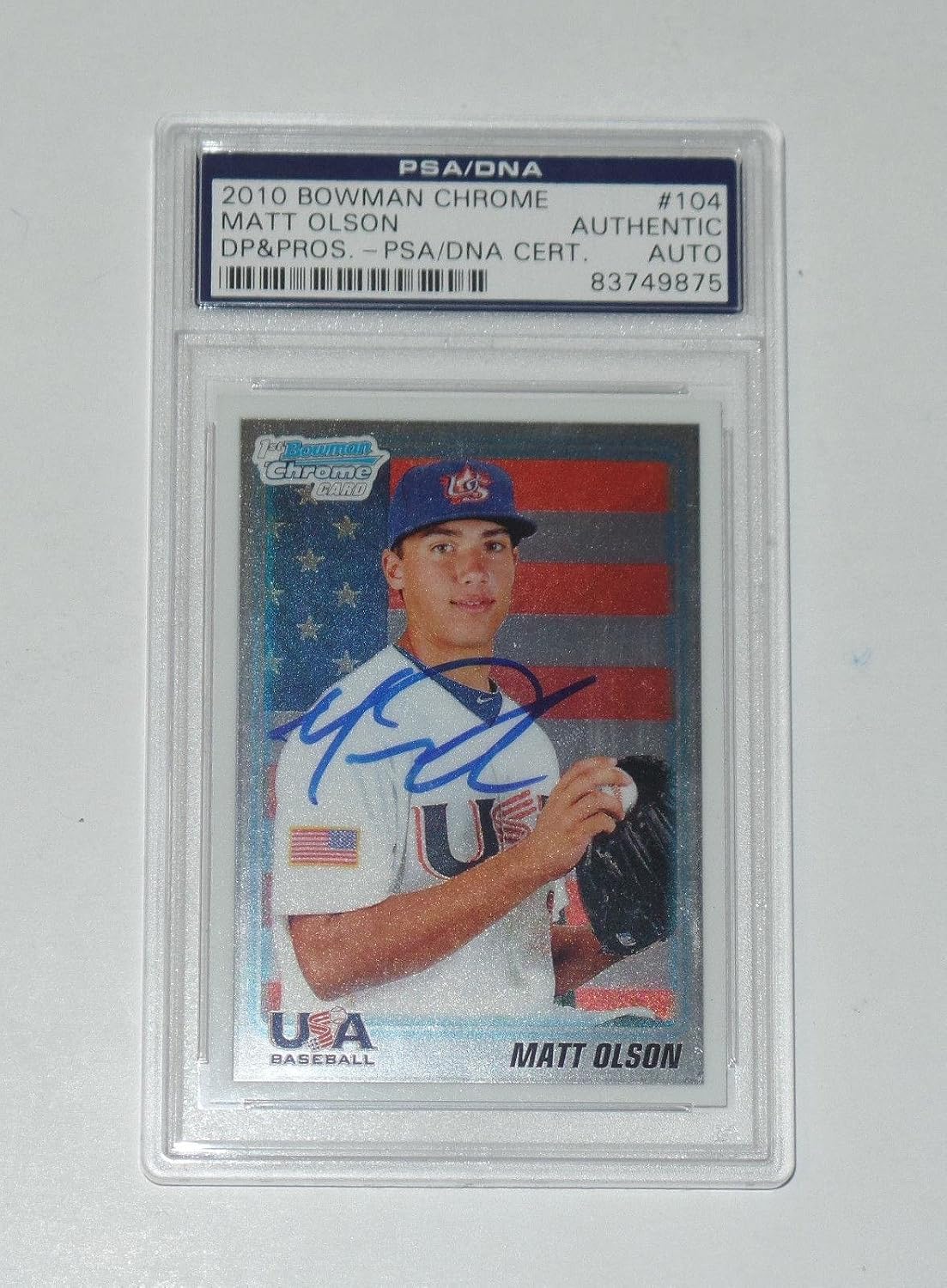 Matt Olson Signed Auto'd 2010 Bowman Chrome Card #104 Coa Slab Rc A's ...