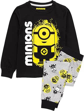 Amazon.com: Minions Pajamas Boys Kids Movie Long Sleeve Top & Grey ...