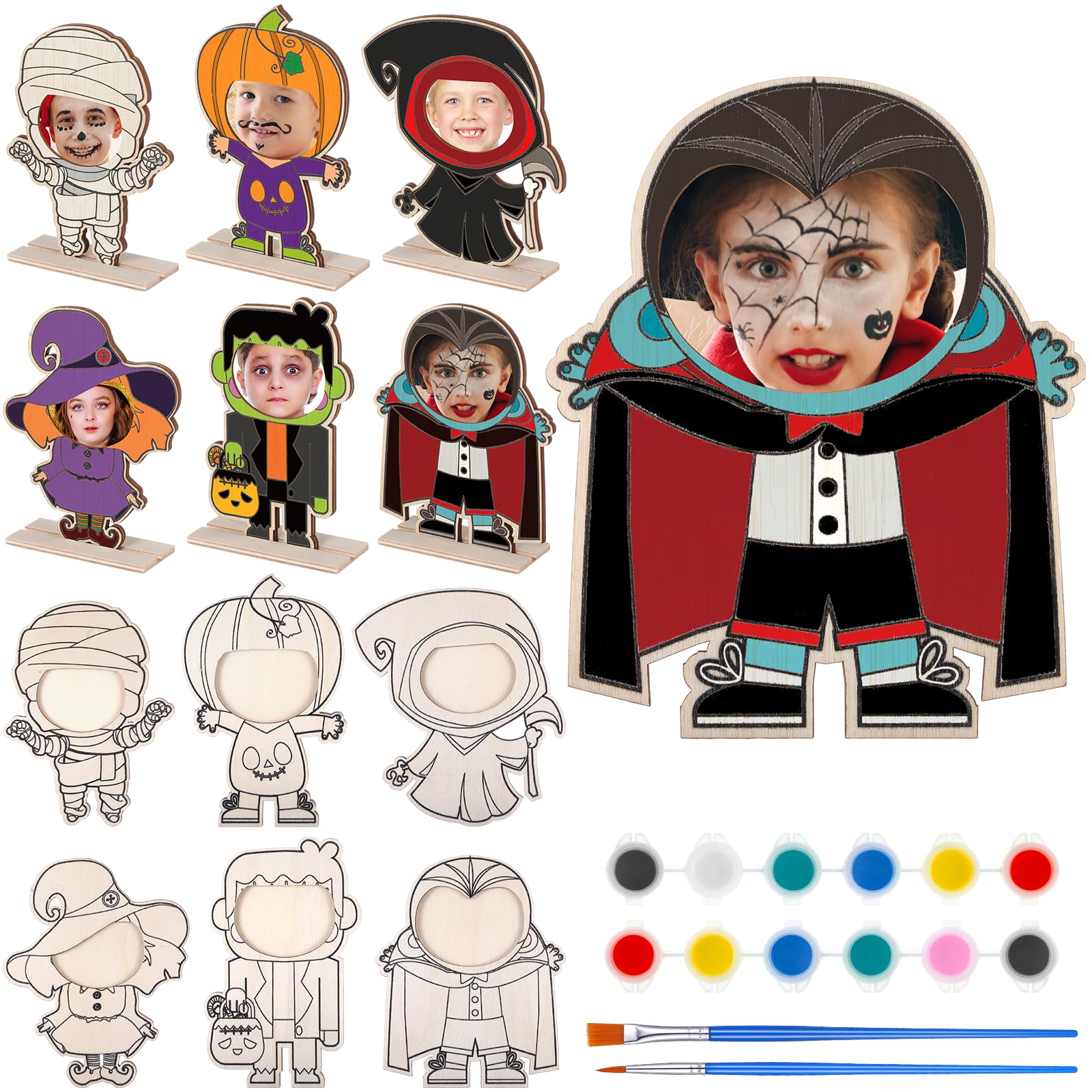 Amazon.com: Colingmill 12 Sets Halloween Wooden Picture Frame Craft ...