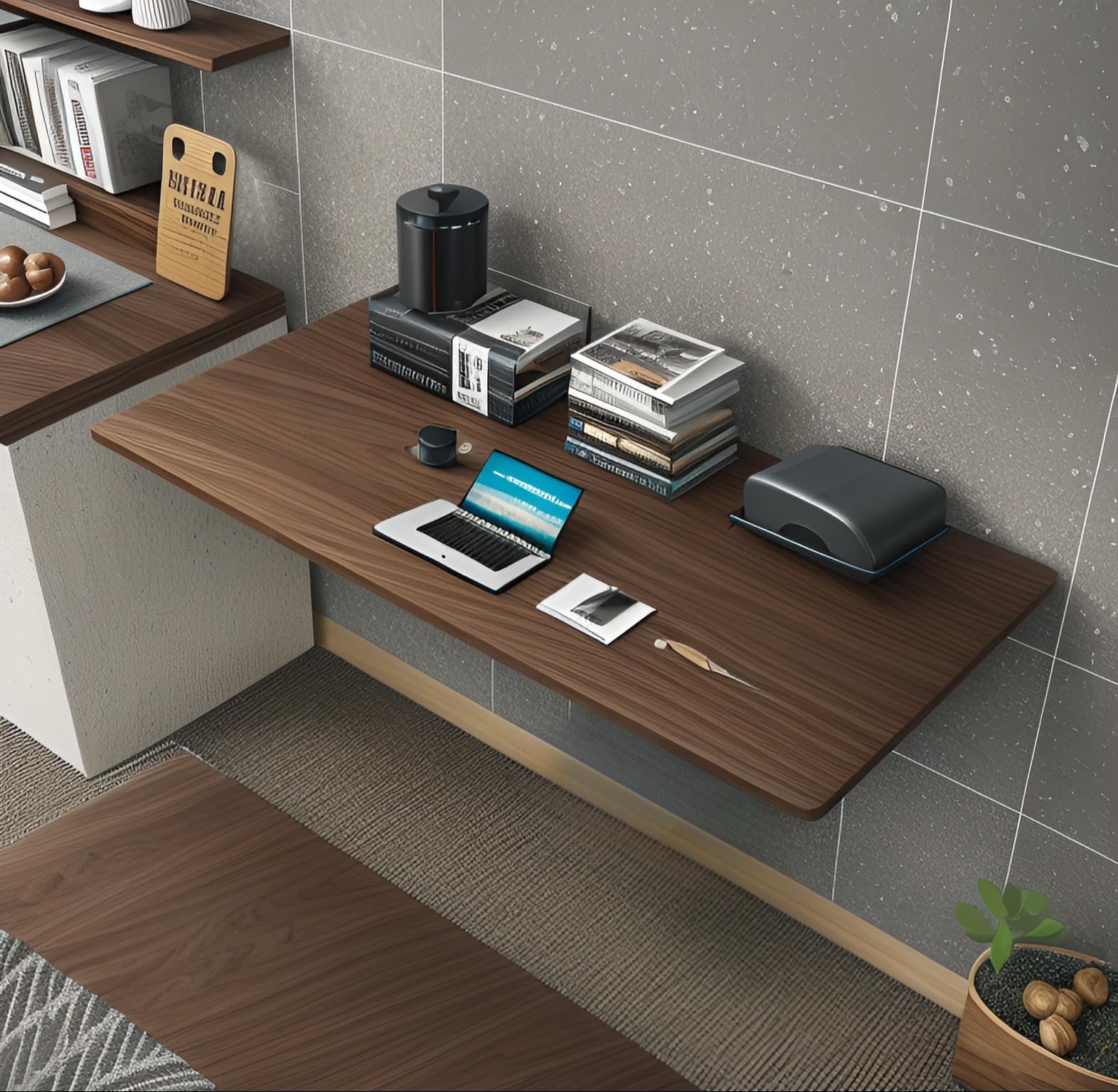 WUDCAFE Wood Wall Mounted Table| Wall Mount Table | Folding Round ...