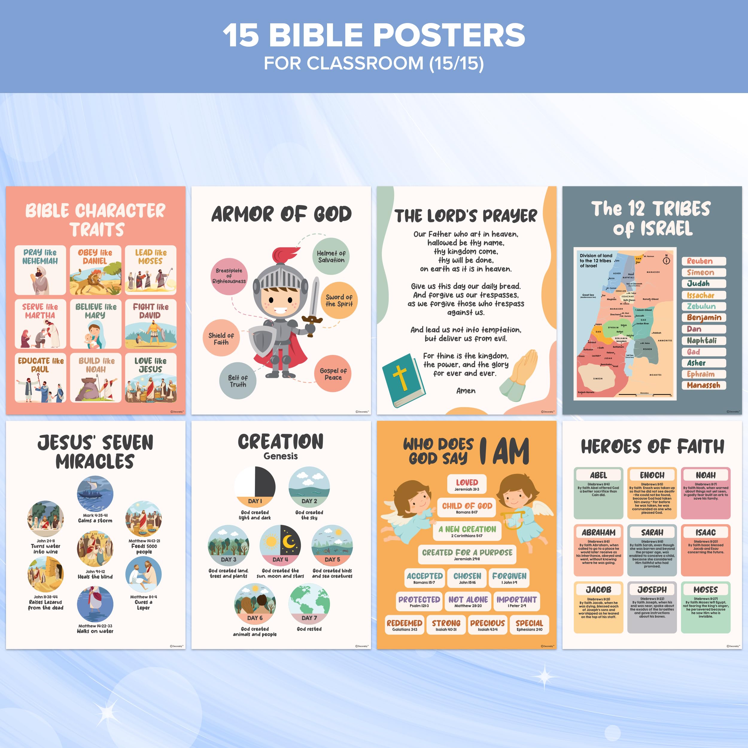 Snapklik.com : Decorably 15 Boho Christian Posters For Classroom