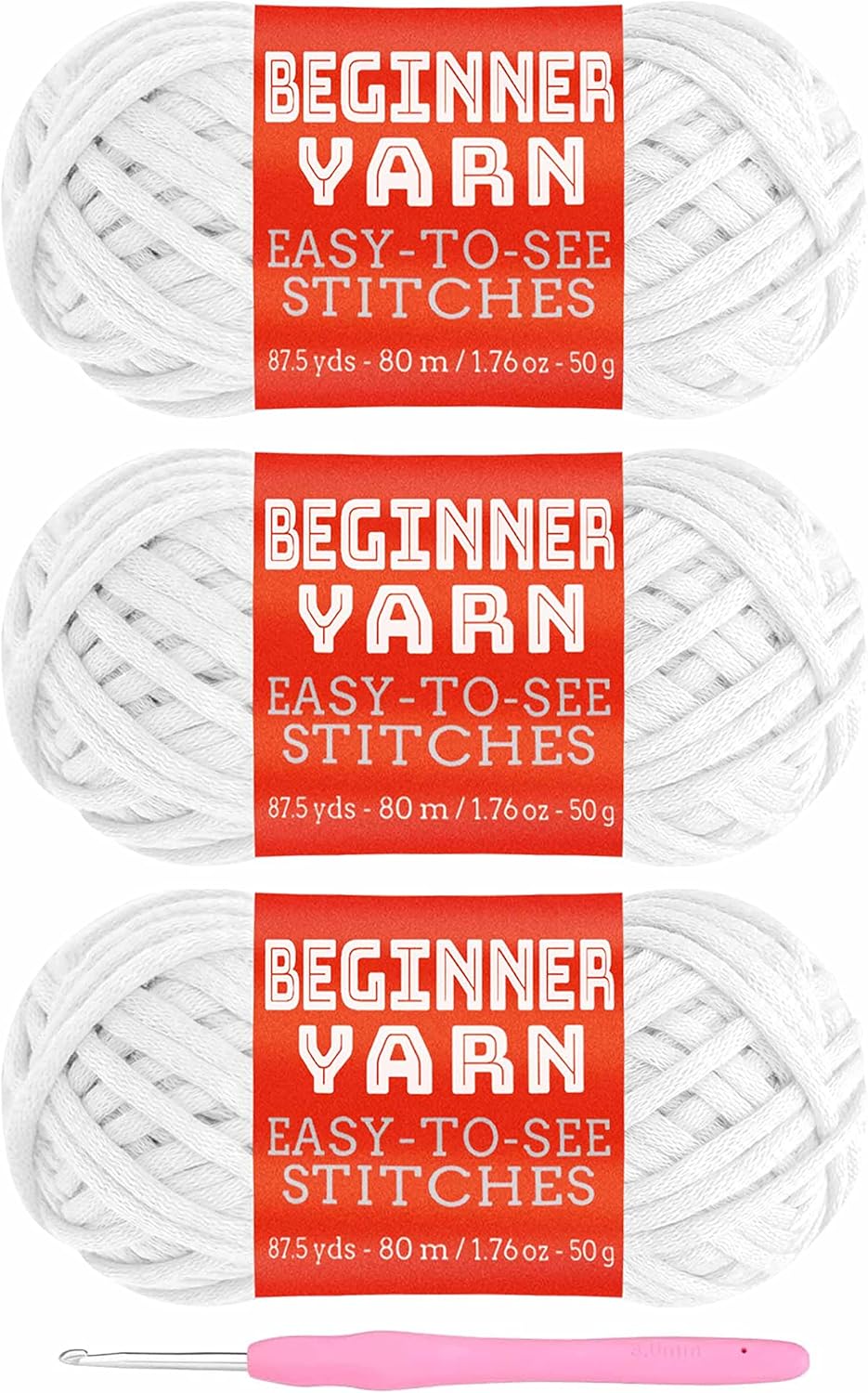 Amazon.com: 3x50g Beginners White Yarn, 260 Yards White Yarn for ...