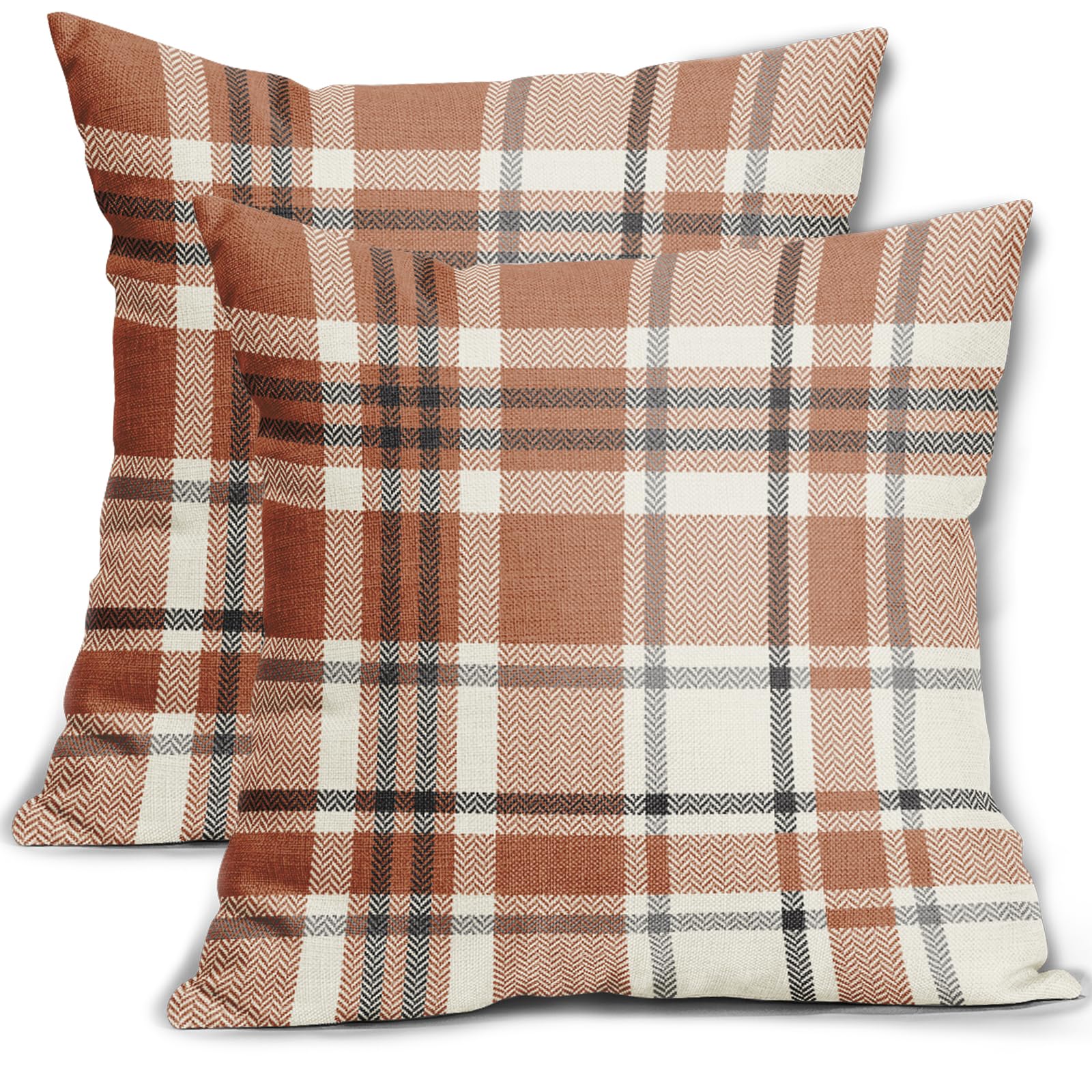 Amazon.com: Aytipun Fall Plaid Pillow Covers 18x18 Set of 2 Burnt ...
