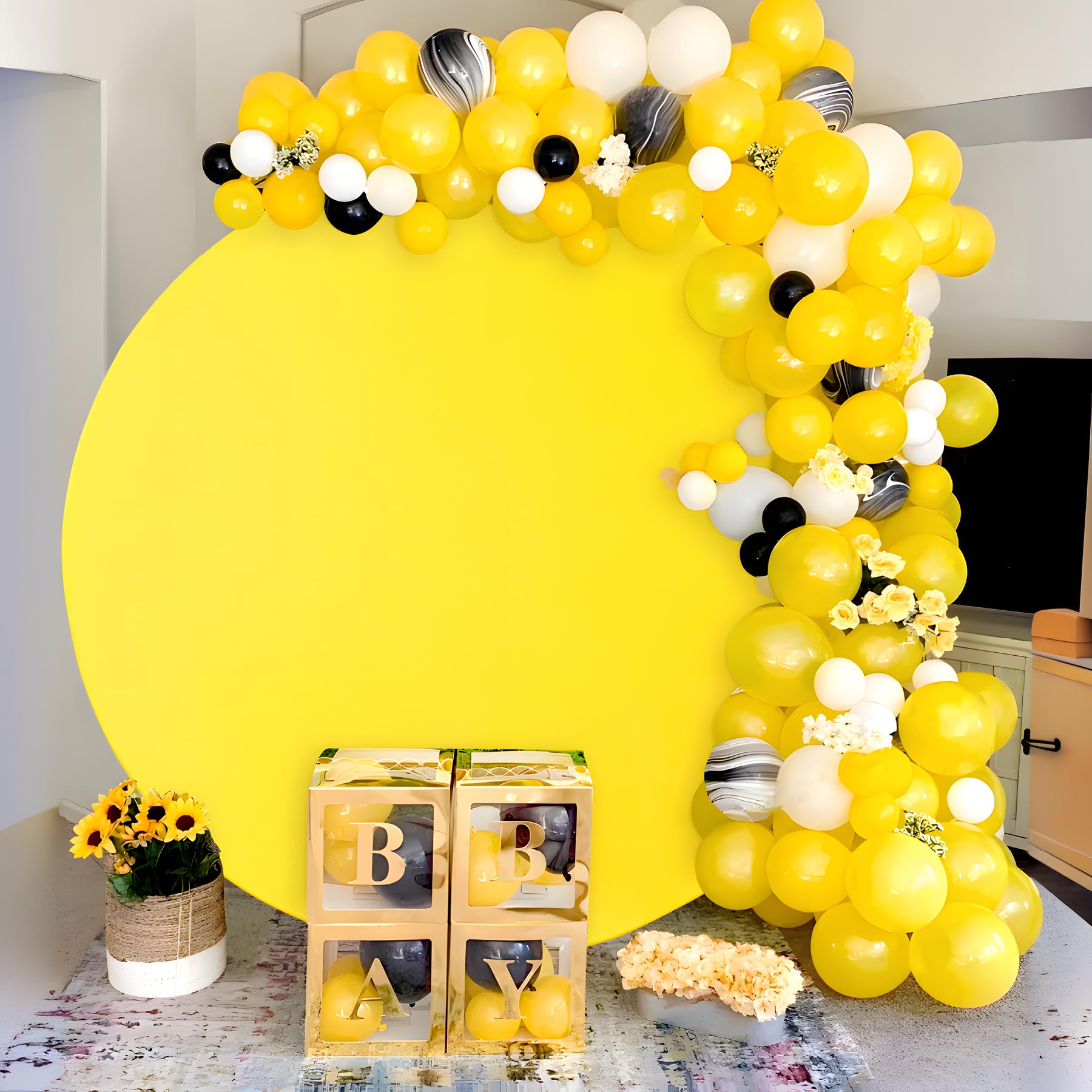 Amazon.com : Outpain 7.2FT Yellow Round Arch Backdrop Cover for 7FT/7 ...