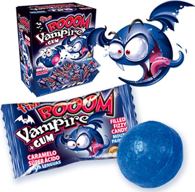 50 GOMME DA MASTICARE FINI BUBBLE GUM VAMPIRE BOOM VAMPIRO BLU CHEWING ...