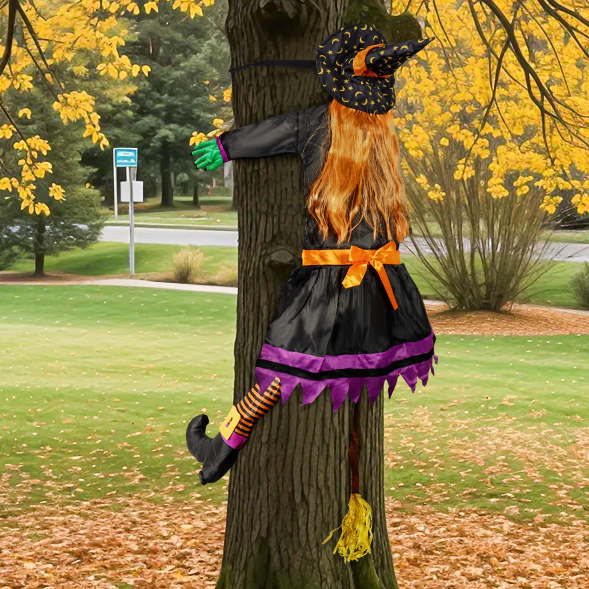 Amazon.com: Popest 67" Large Crashing Witch Decorations, Funny Witch ...