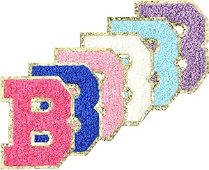Amazon.com: 6Pcs Self Adhesive Chenille Letter Patches Iron on Varsity ...
