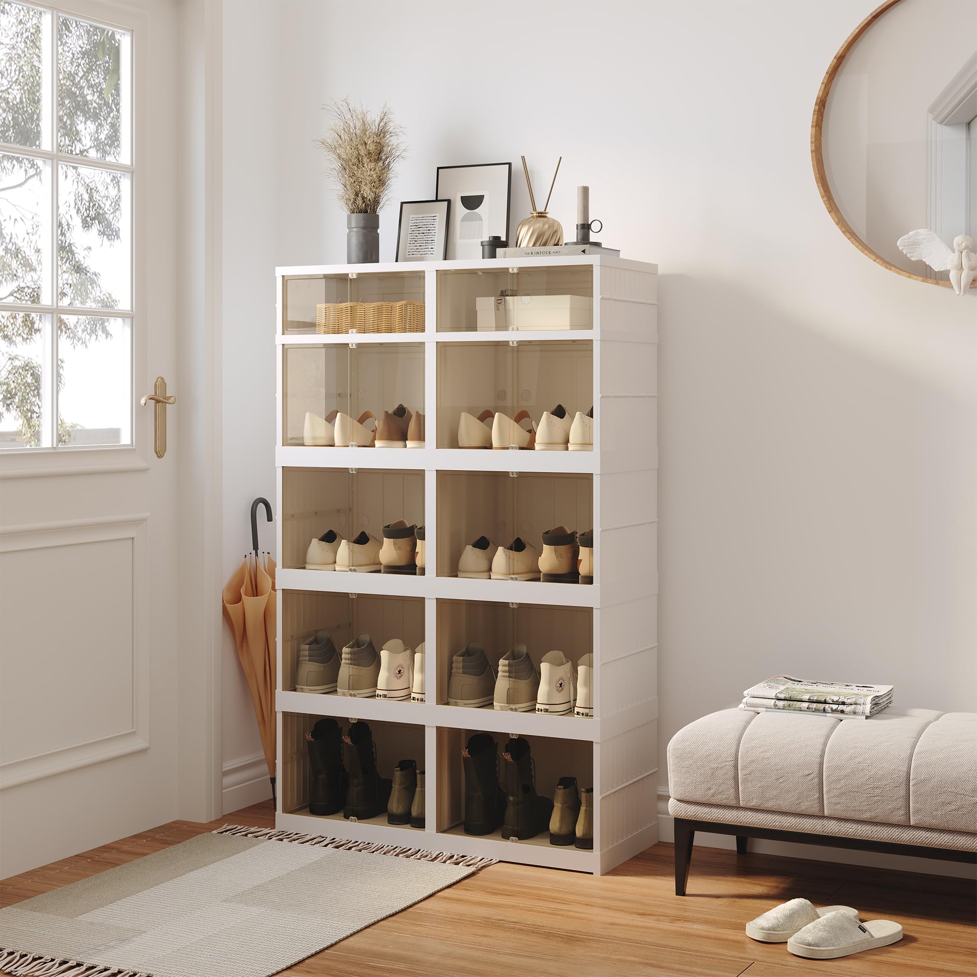 Amazon.com: Luoxiao Plastic Storage Cabinet Collapsible Storage Bins ...