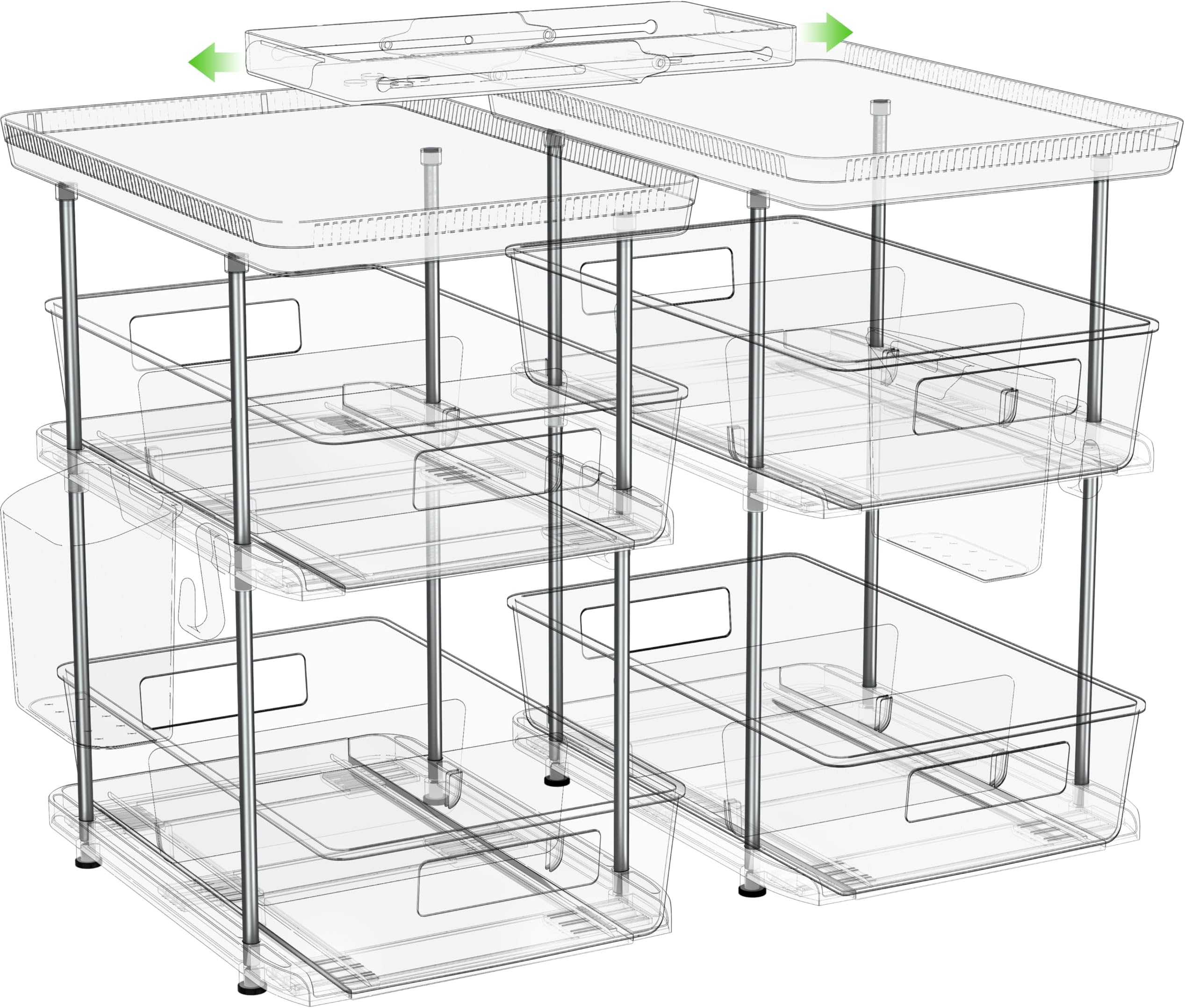 Amazon.com: Delamu 2-Tier Bathroom Under Sink Organizers and Storage ...
