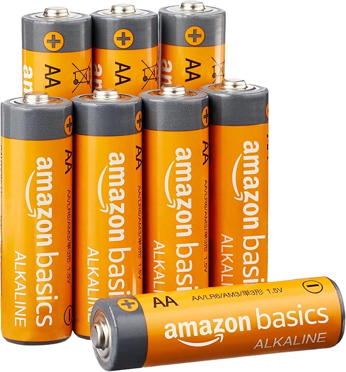 Amazon Basics 8 Pack AA High-Performance Alkaline Batteries, 10-Year ...