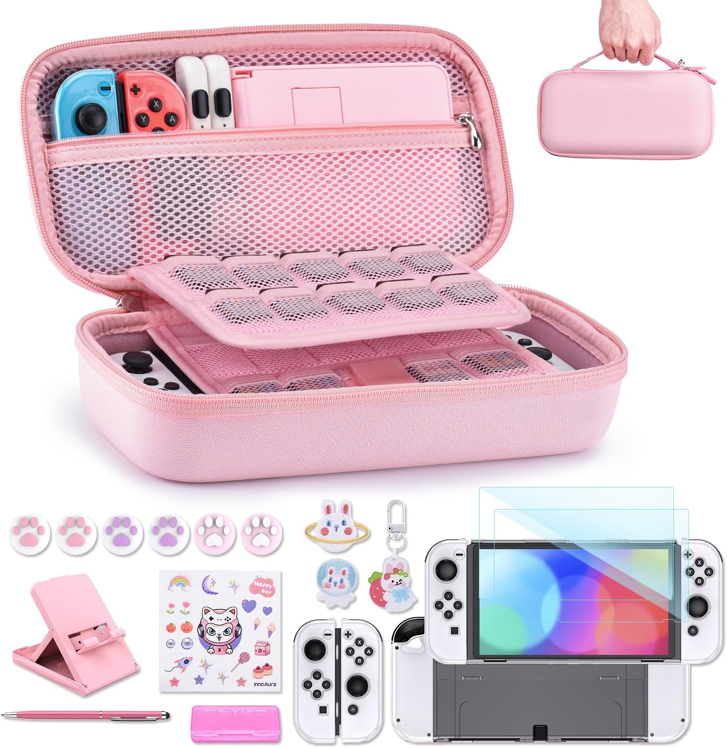 Étui NS Switch - innoAura Accessoires pour NS Switch 18 en 1 avec Etui ...