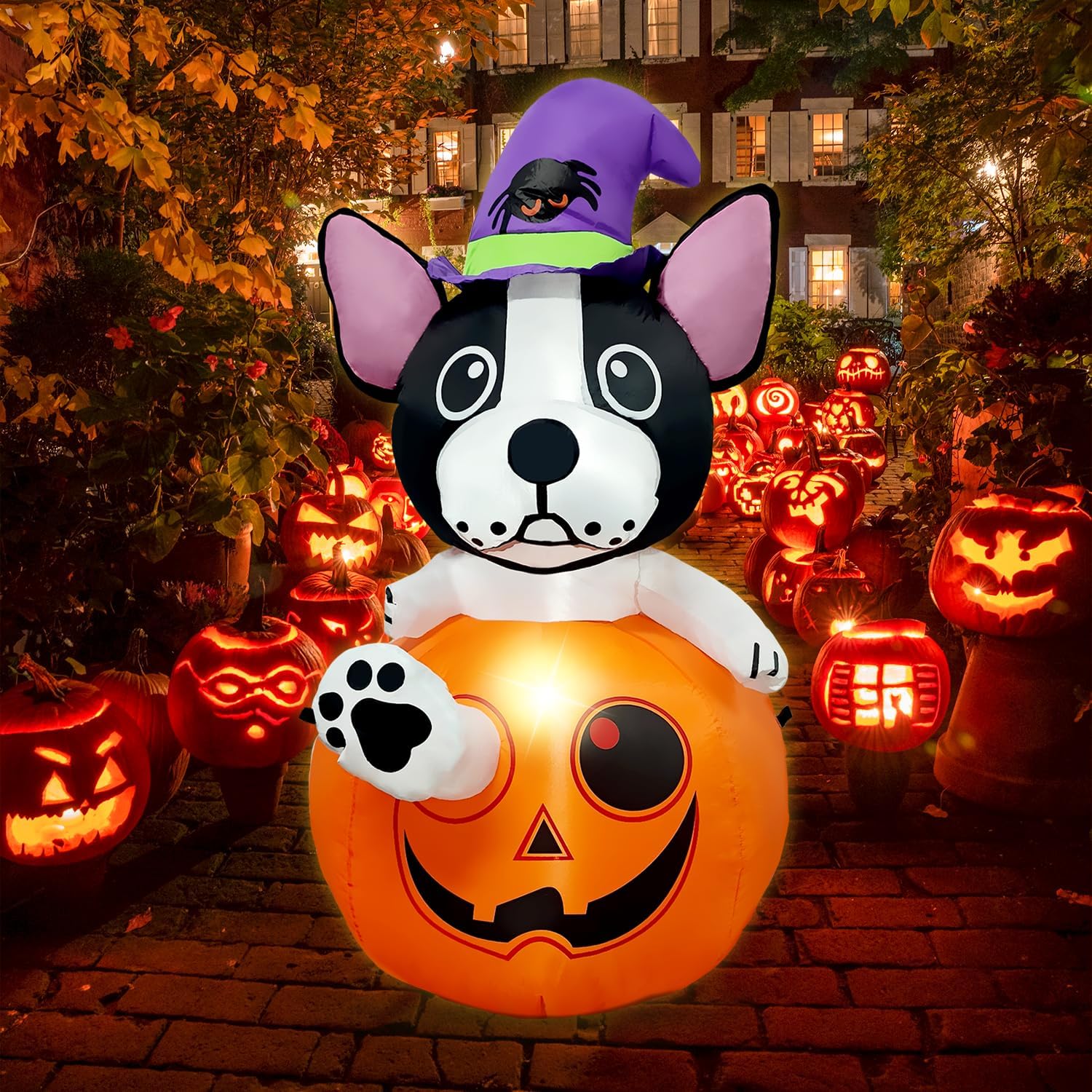 Amazon.com: 4 Ft French Bulldog Halloween Inflatable, Halloween ...