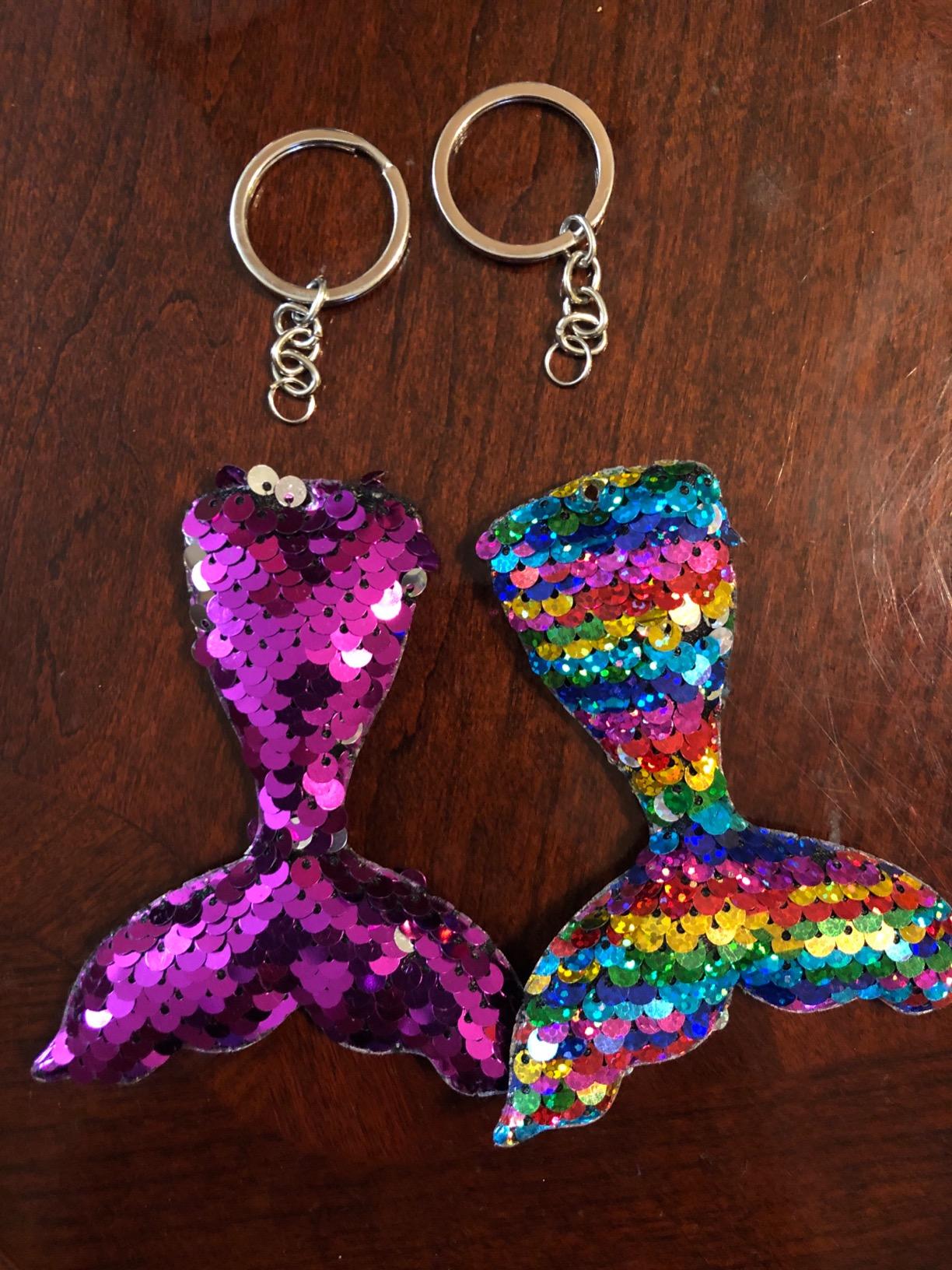Amazon.com: Mermaid Keychains for Girls, Reversible Sequin Flip Color ...