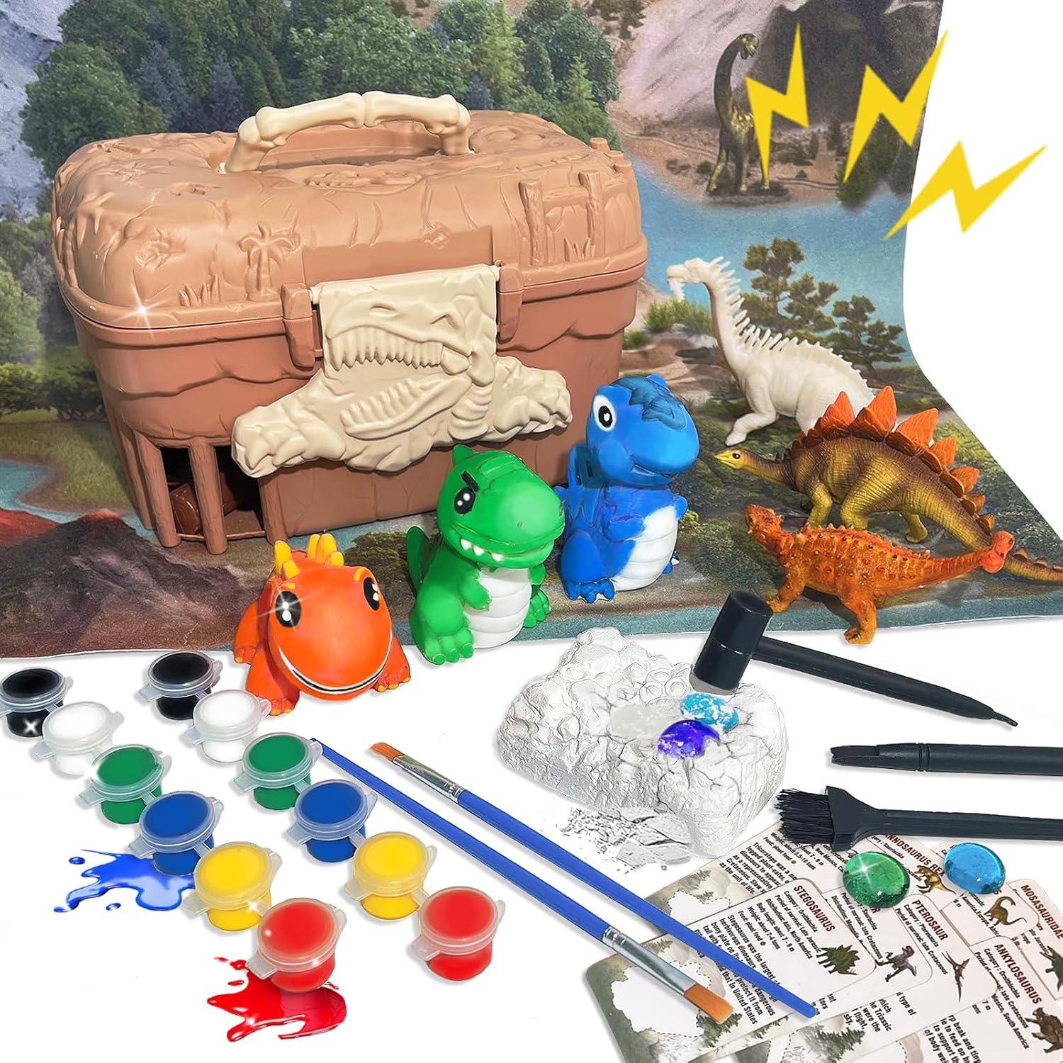 Amazon.com: TALGIC Dinosaur Painting Kit for Kids 3-8 with16 Figurines ...