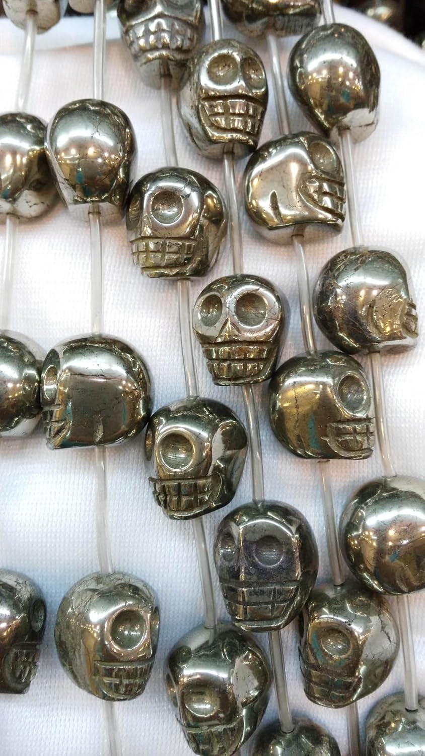 Amazon.com: Genuine Raw Pyrite Skull Skeleton Carved Iron Gold Jewelry ...