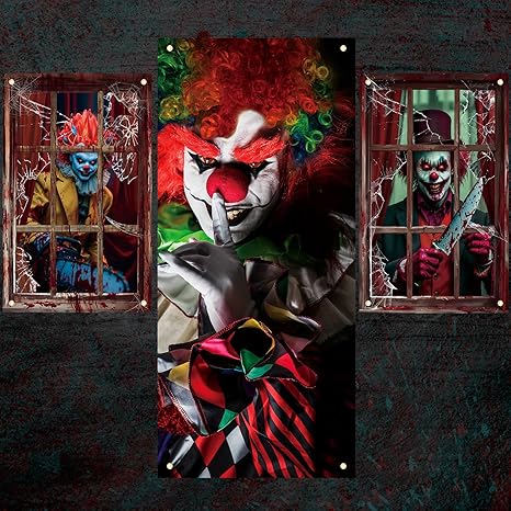 Amazon.com: Patelai 3 Pcs Halloween Clown Decorations Kit, 1 Clown Door ...