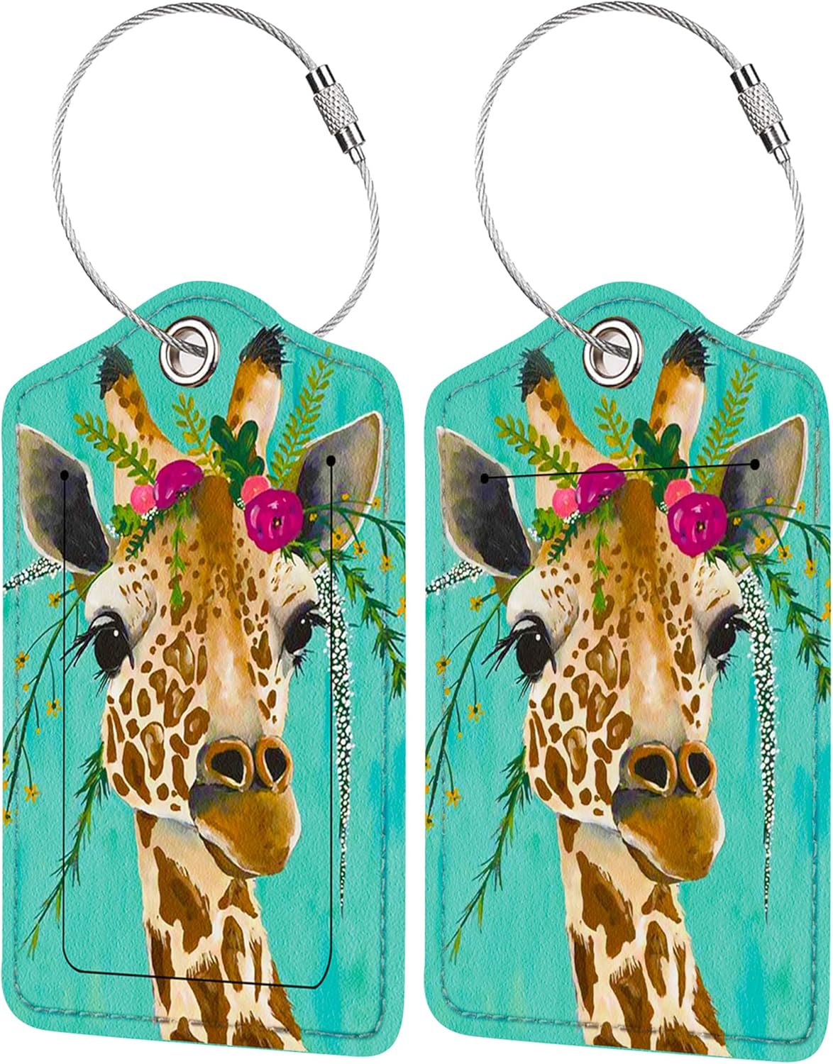 Amazon.com: 2 Pack Luggage Tag for Suitcase, Cute Unique Leather Bag Tags Identifiers Privacy ...