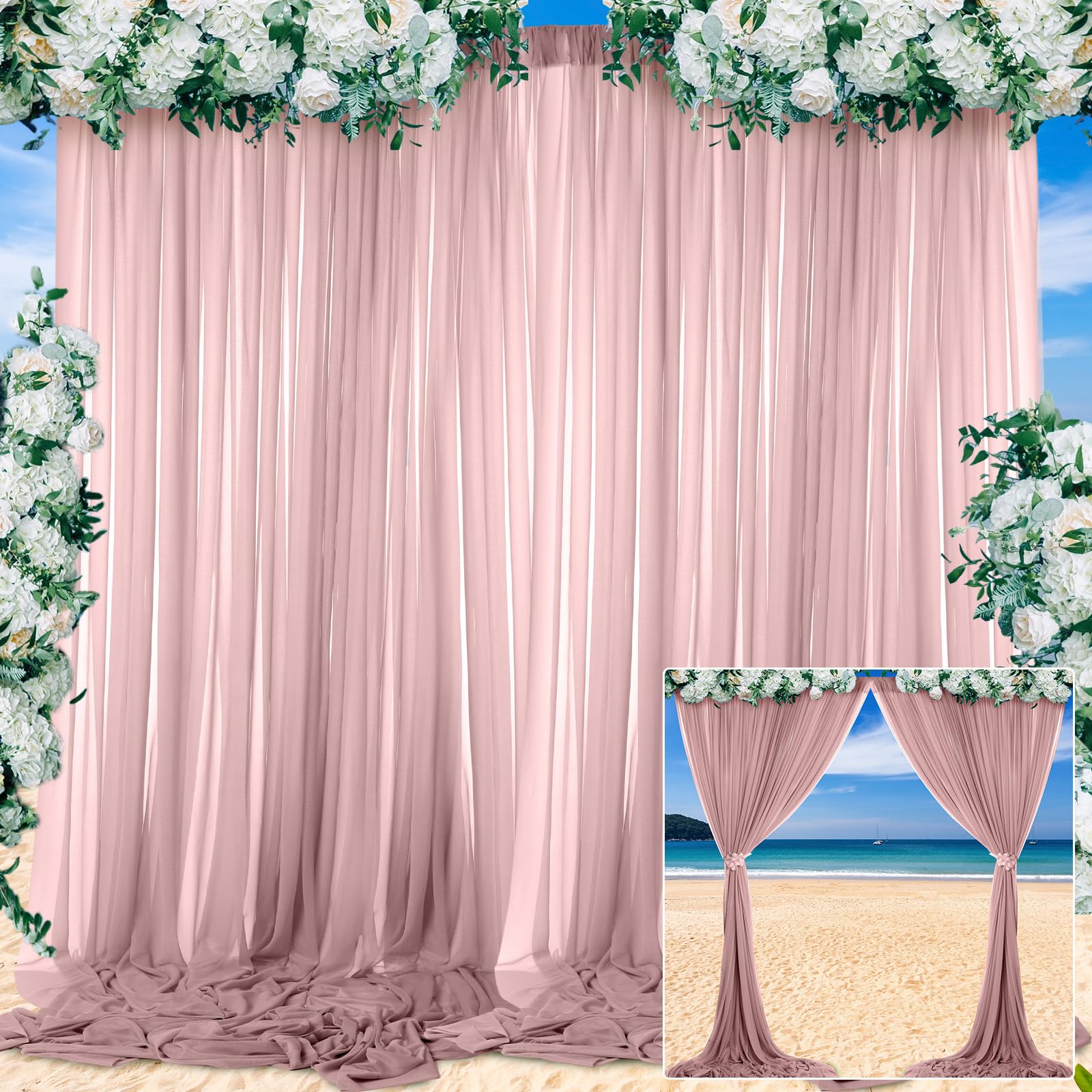 Amazon.com : BBTO 2 Panels Dusty Rose Backdrop Curtains for Parties ...