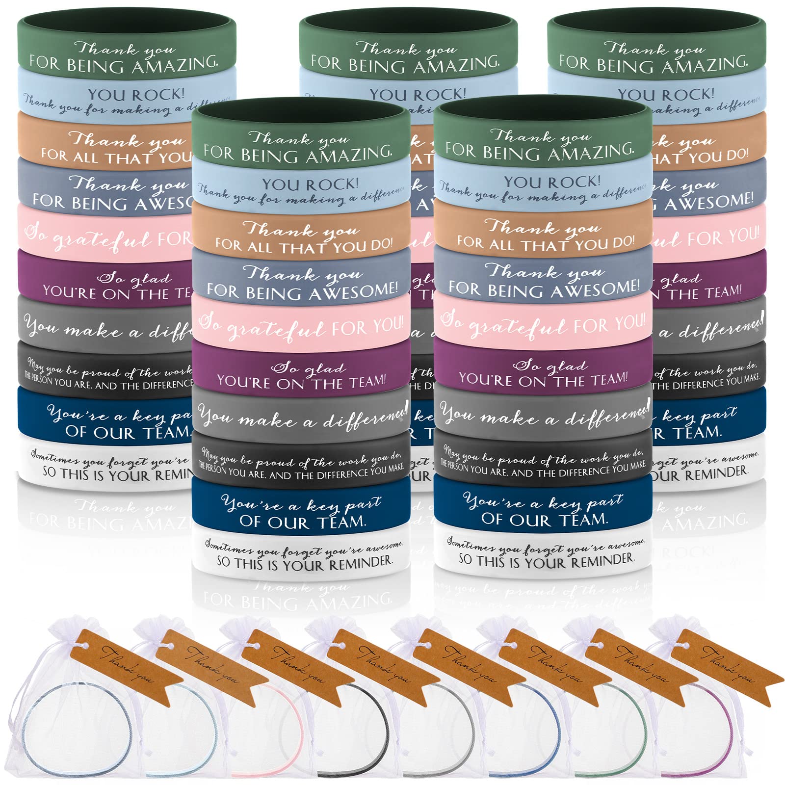 50 Sets Motivational Wristbands Bulk Employee Coworker Appreciation ...