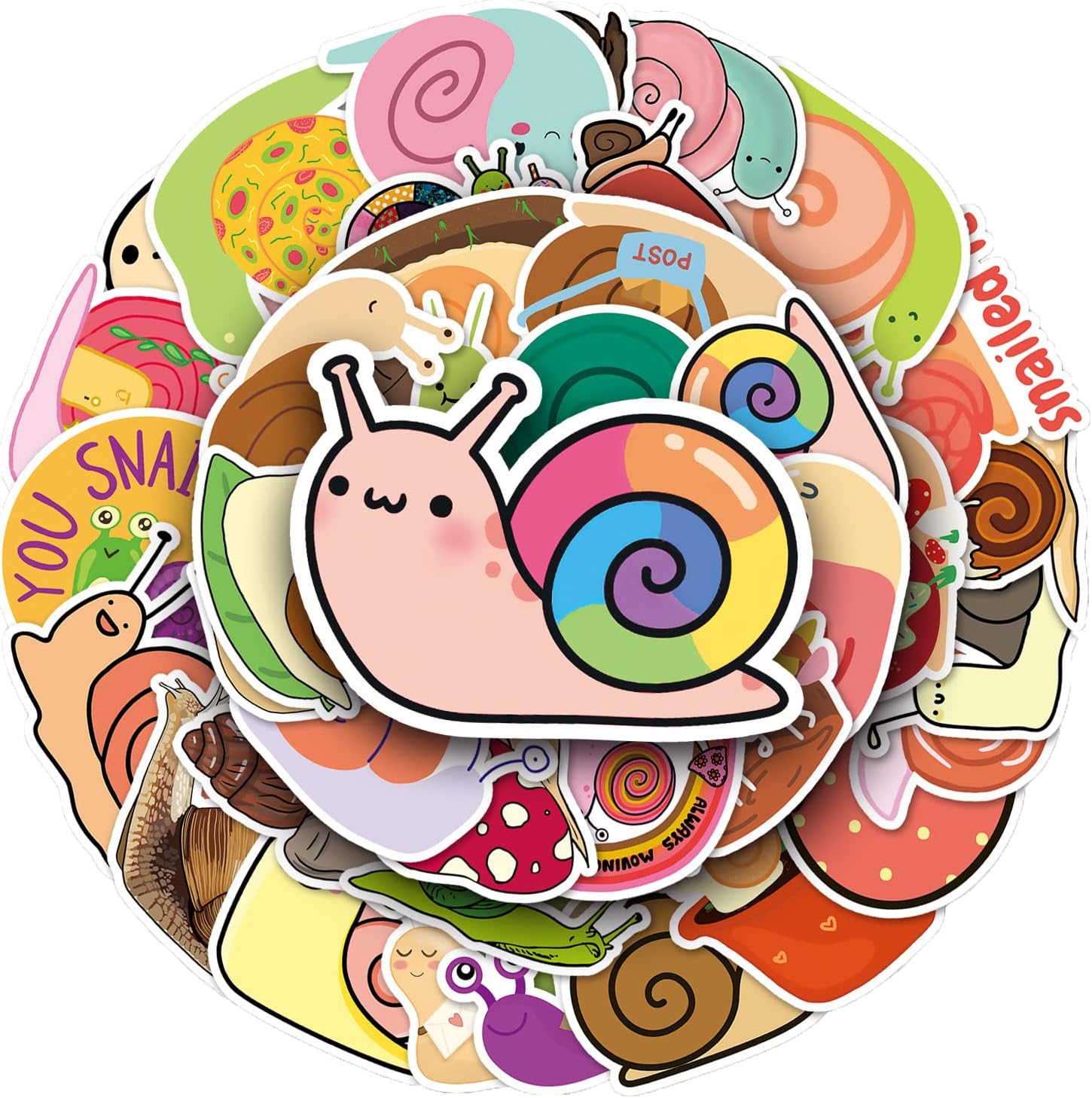 Amazon.com: 50pcs Snail Stickers Lovely Kids and Girl Stickers Cartoon ...