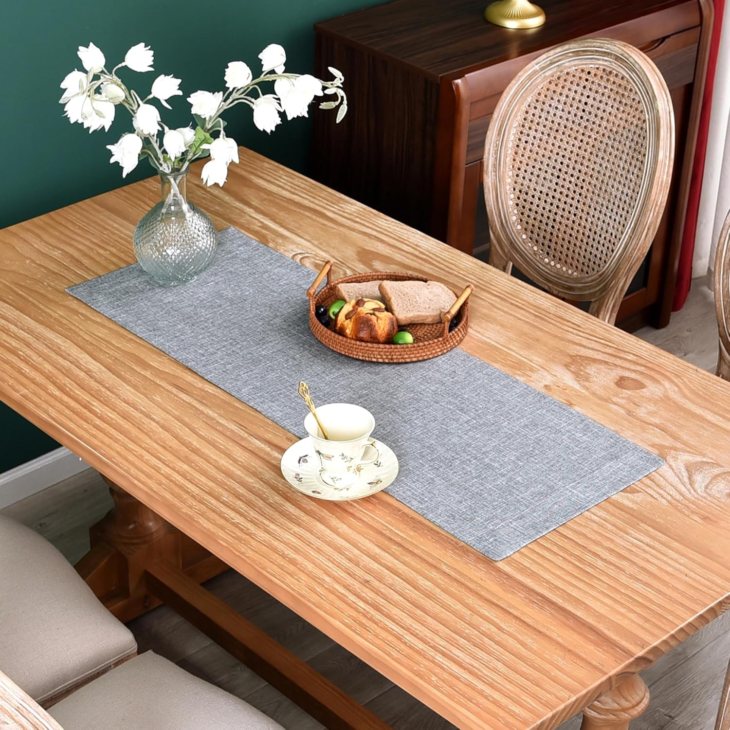 Amazon.com: NEWISHER Farmhouse Rustic Table Runner Solid Grey ...