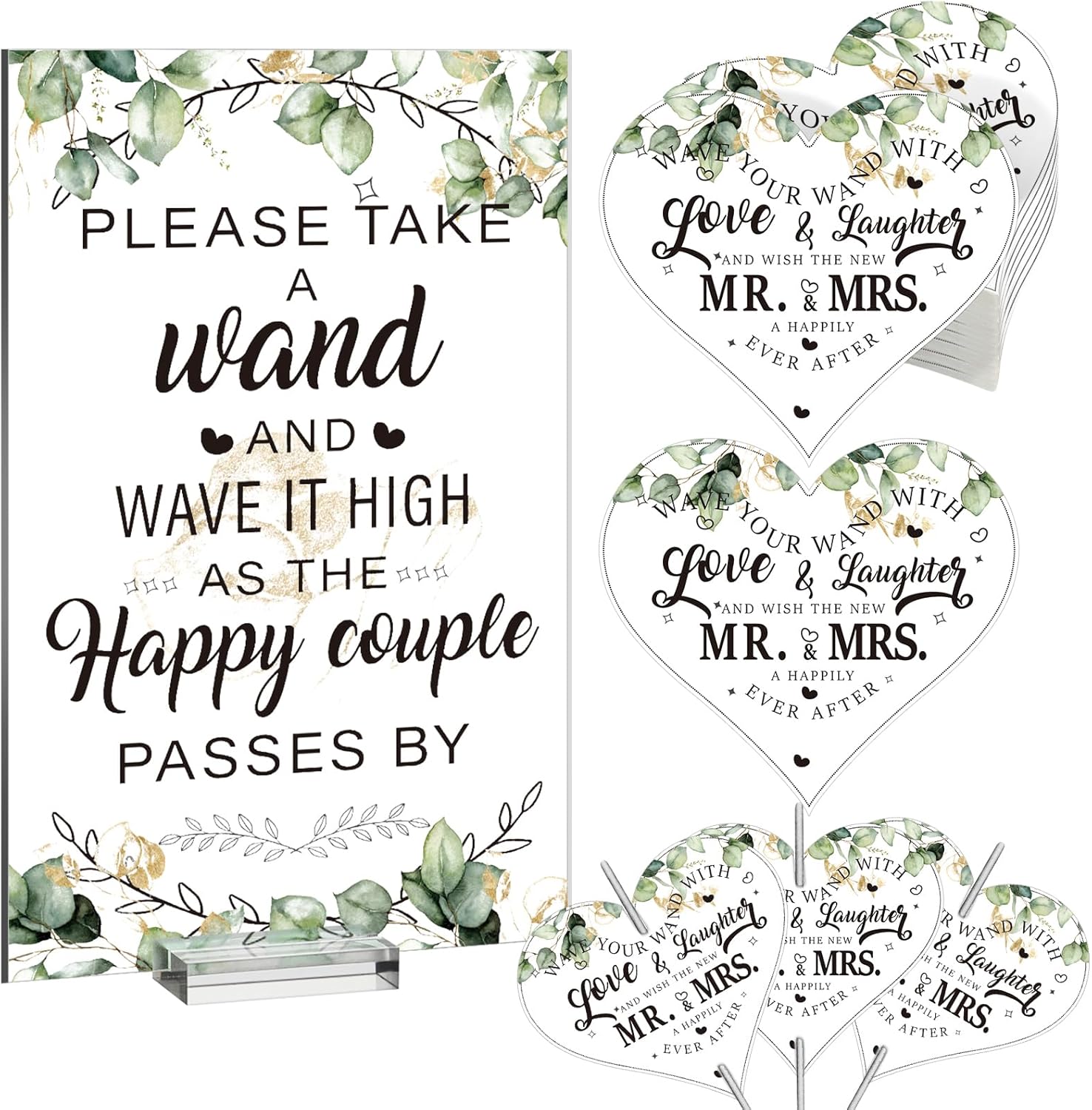 Amazon.com: Barydat 100 Pcs Wedding Sparkler Tags Heart Shape Sparkler ...