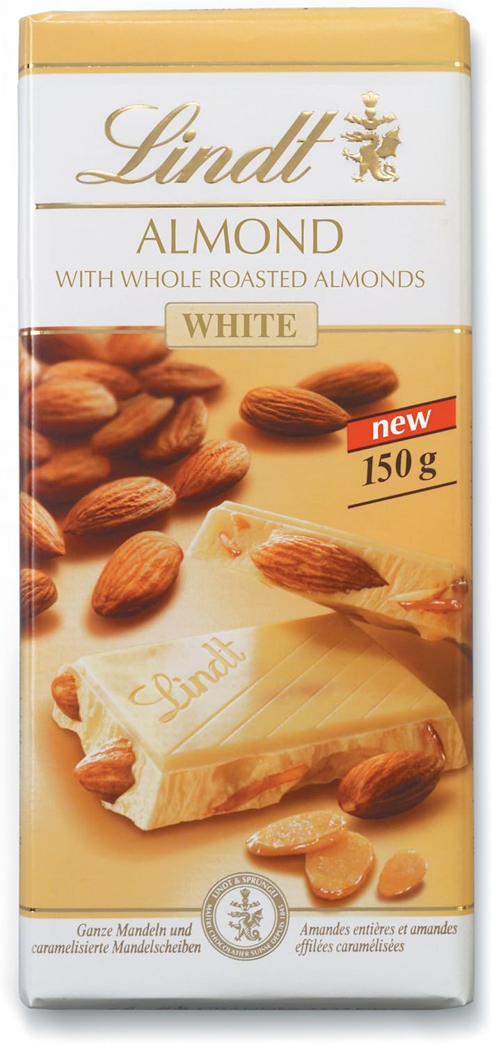 Lindt White Chocolate Almond Tablet 150 g (Pack of 3) : Amazon.co.uk ...