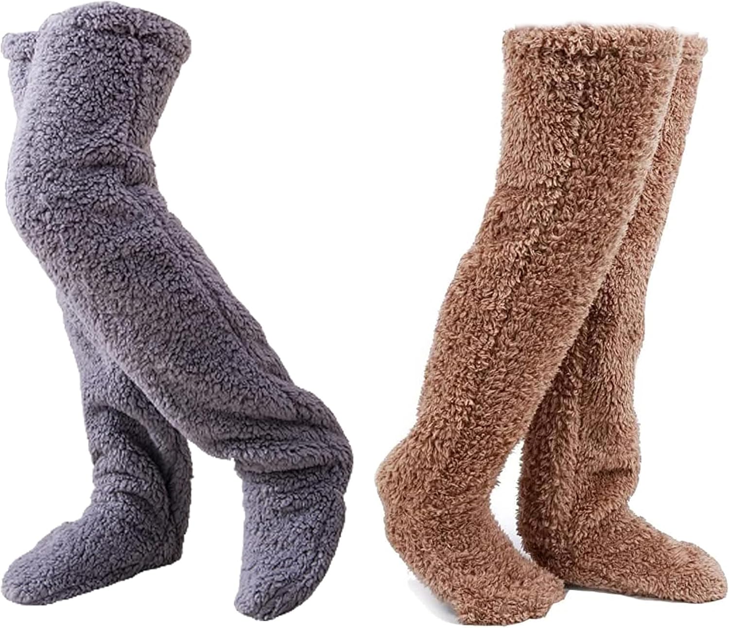 ZUSKYZU Fuzzy Socks for Women, Cozy Over The Knee Sleeping Socks, Teddy ...