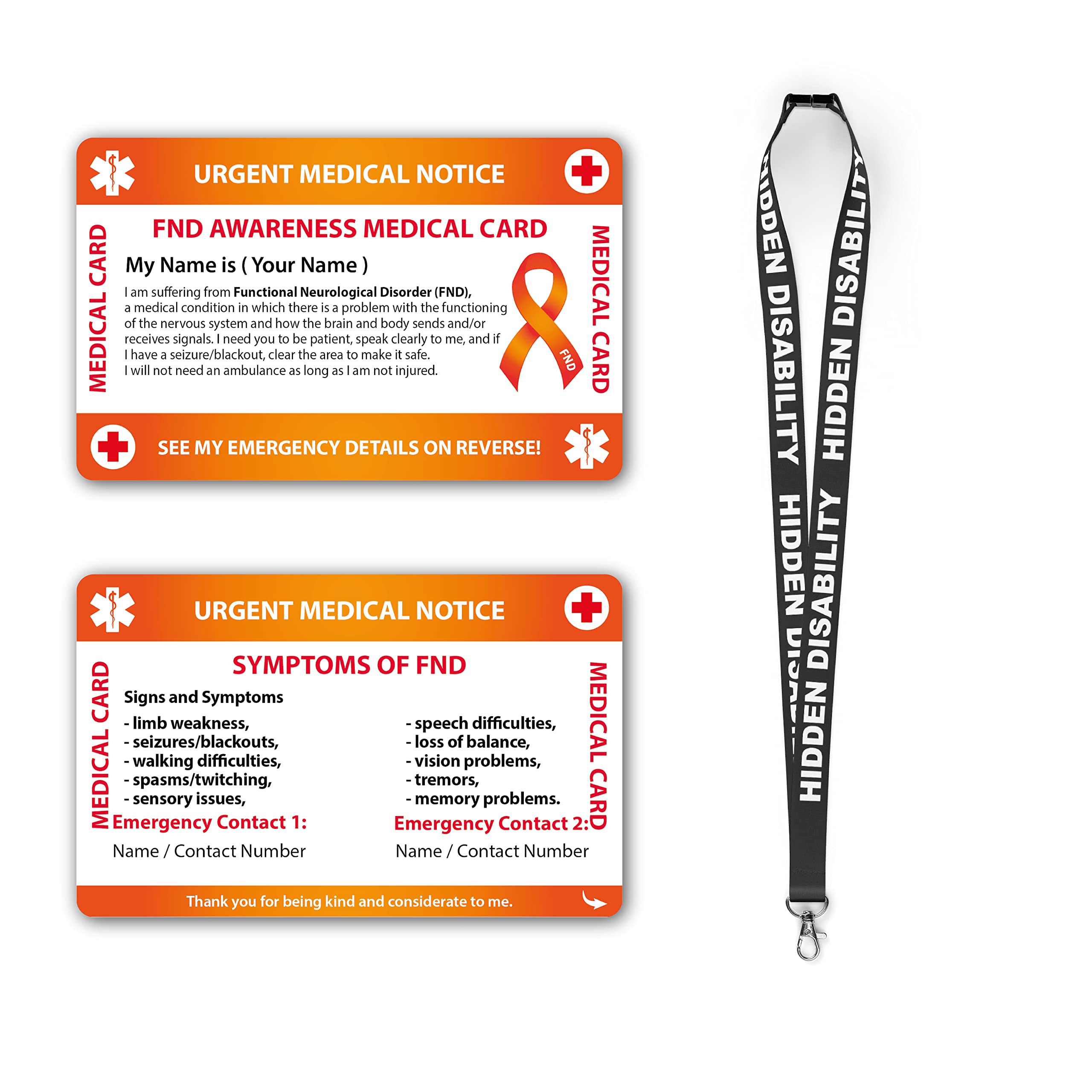 Buy FND Awareness Emergency Medical Id Card and Lanyard, Functional ...