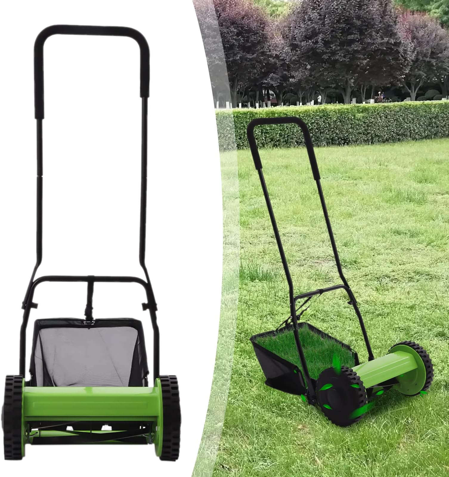 Amazon.com : Manual Lawn Mower with Grass Catcher 12-Inch Manual Push ...
