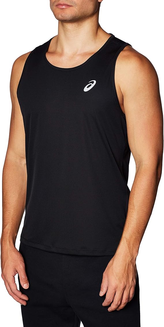 ASICS Men's Silver Running Singlet Medium black: Buy Online at Best ...