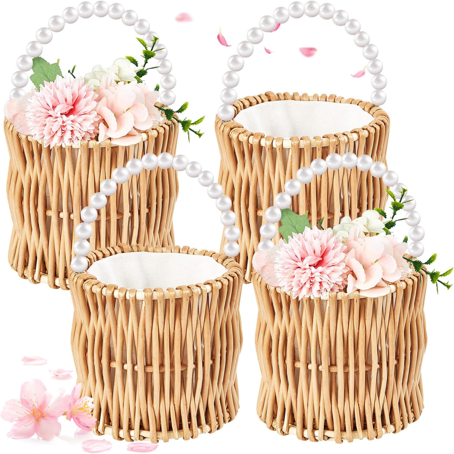 Amazon.com: Rattan Flower Basket with Handle 6.7 Inch SmalHandmade ...
