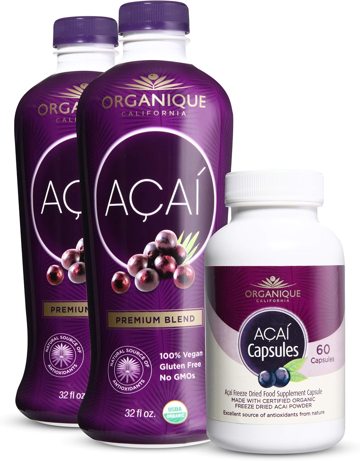 Amazon.com: ORGANÍQUE Açaí Premium Blend, Two (2) 32 oz & Açai Freeze ...