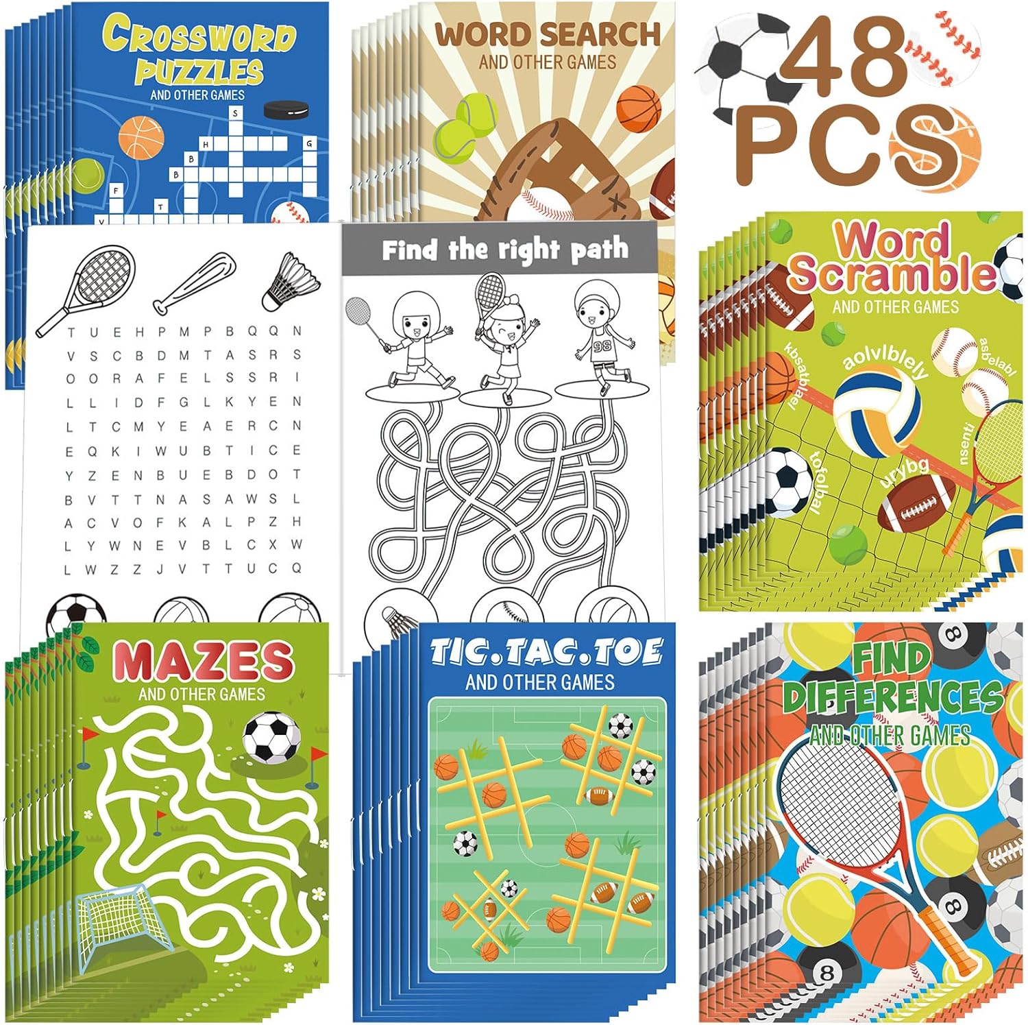 Amazon.com: Hungdao 48 Pcs Sports Mini Activity Books for Boys and ...