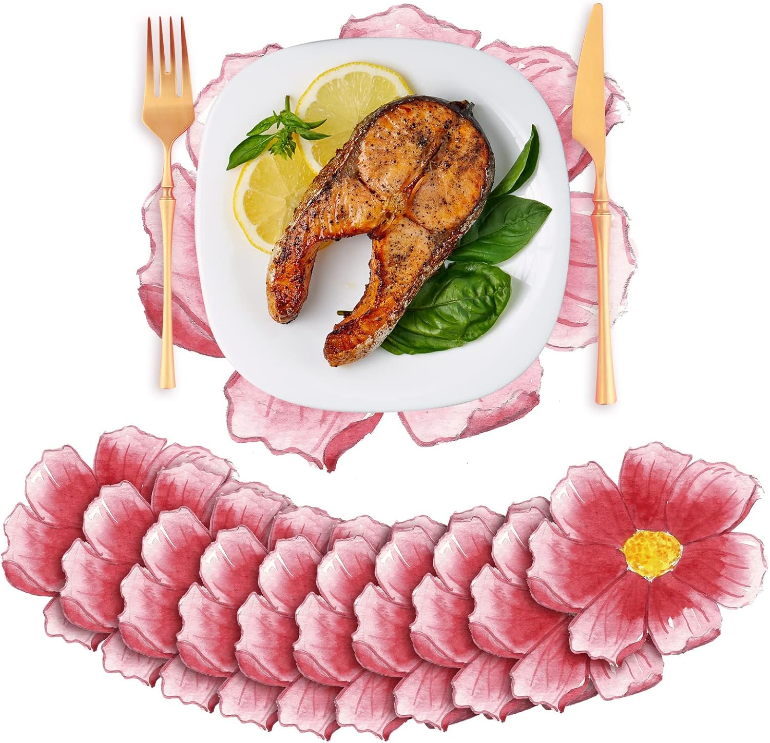 Amazon.com: 100 Pack Disposable Flower Shaped Paper Place Mats 13 ...