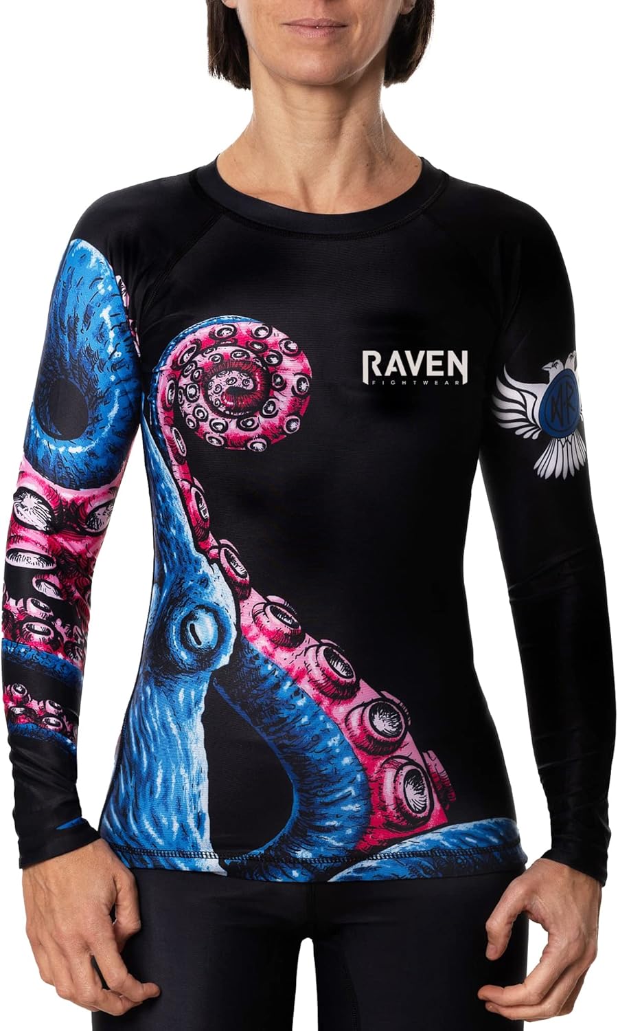 Raven Fightwear Women's Kraken Octopus BJJ Rash Guard MMA Red/White ...