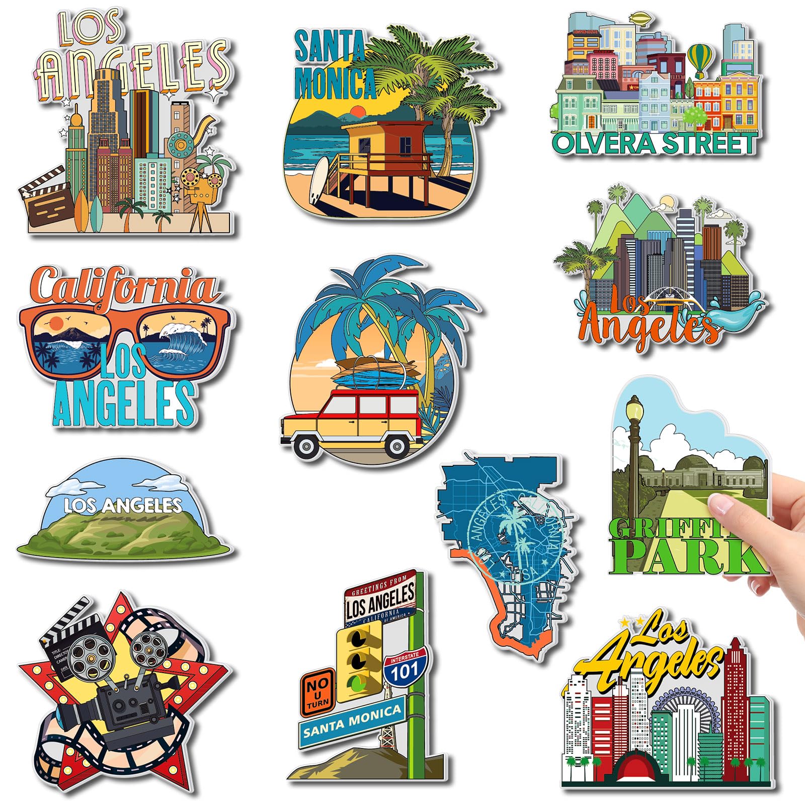 Snapklik.com : 12 Pcs Los Angeles California Fridge Magnet USA Cities ...