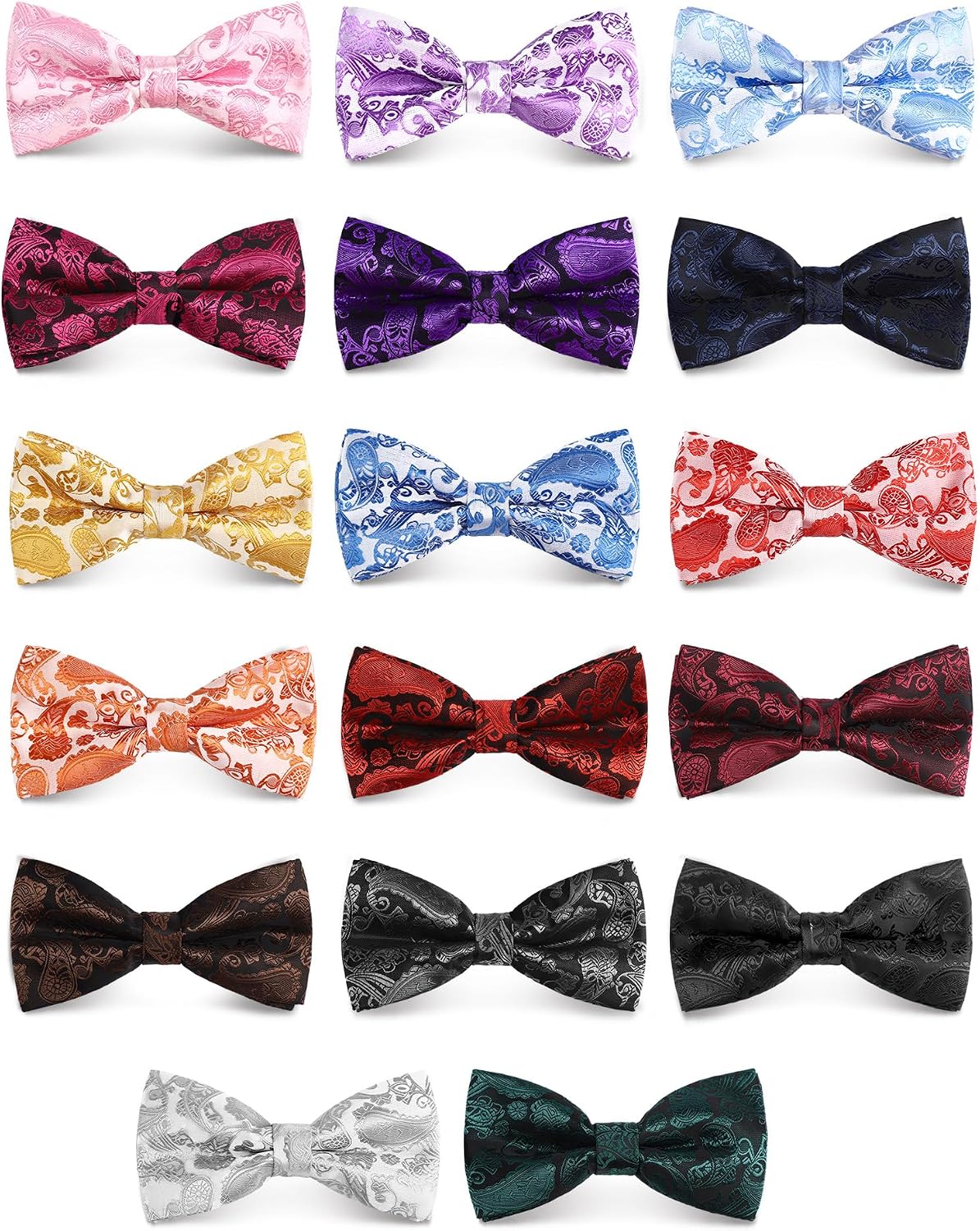 Geyoga 17 Pcs Bow Ties for Men Paisley Pre Tied Bowties Multicolor ...