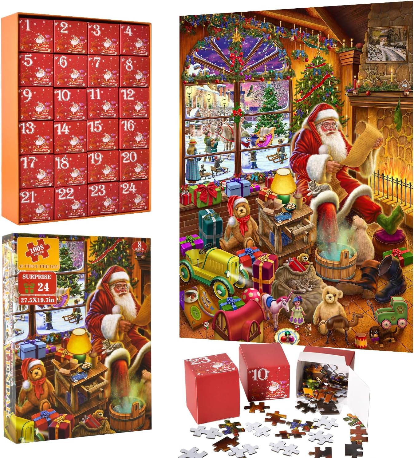 Amazon.com: Advent Calendar 2024 Christmas Jigsaw Puzzles, Christmas ...