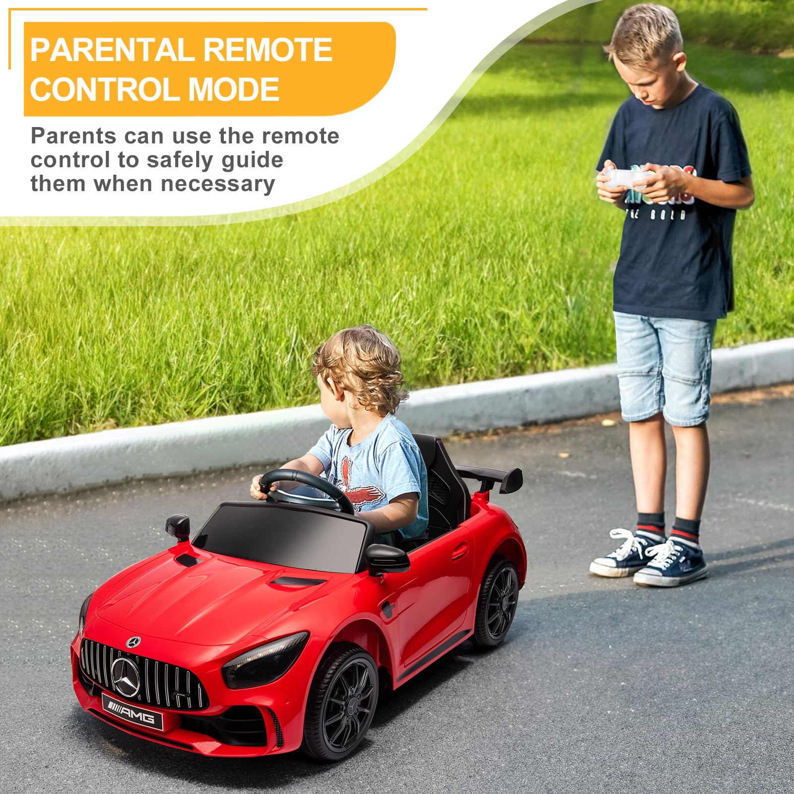 Winado 12V Ride on Car, Licensed Mercedes Benz AMG GTR Battery Powered ...