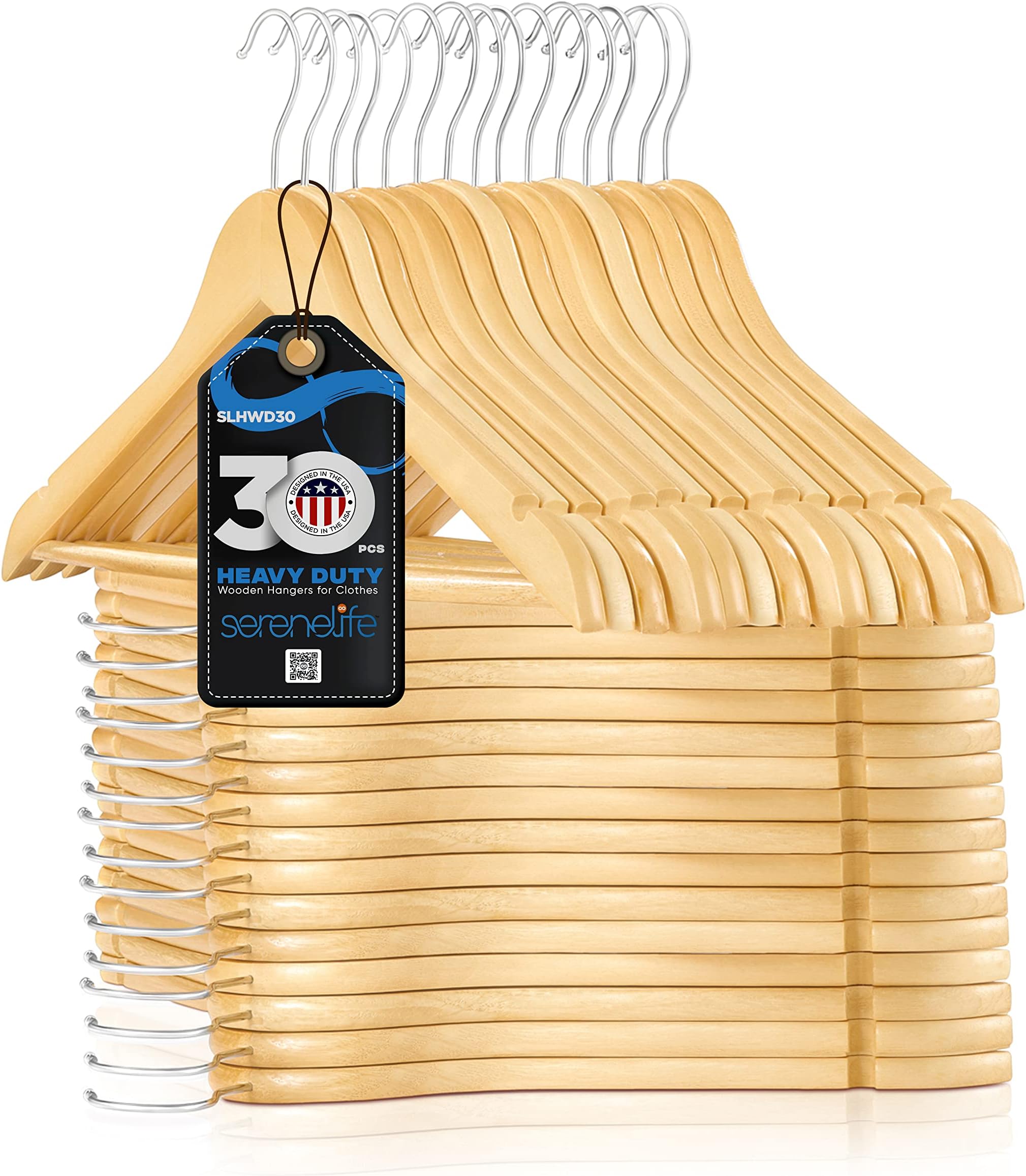 Amazon.com: Perchas de madera de alta calidad, paquete de 20 – Perchas ...