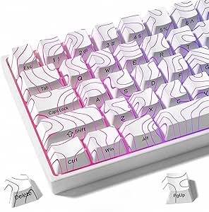 dagaladoo White Topographic keycaps Line Backlit keycaps Shine Through ...