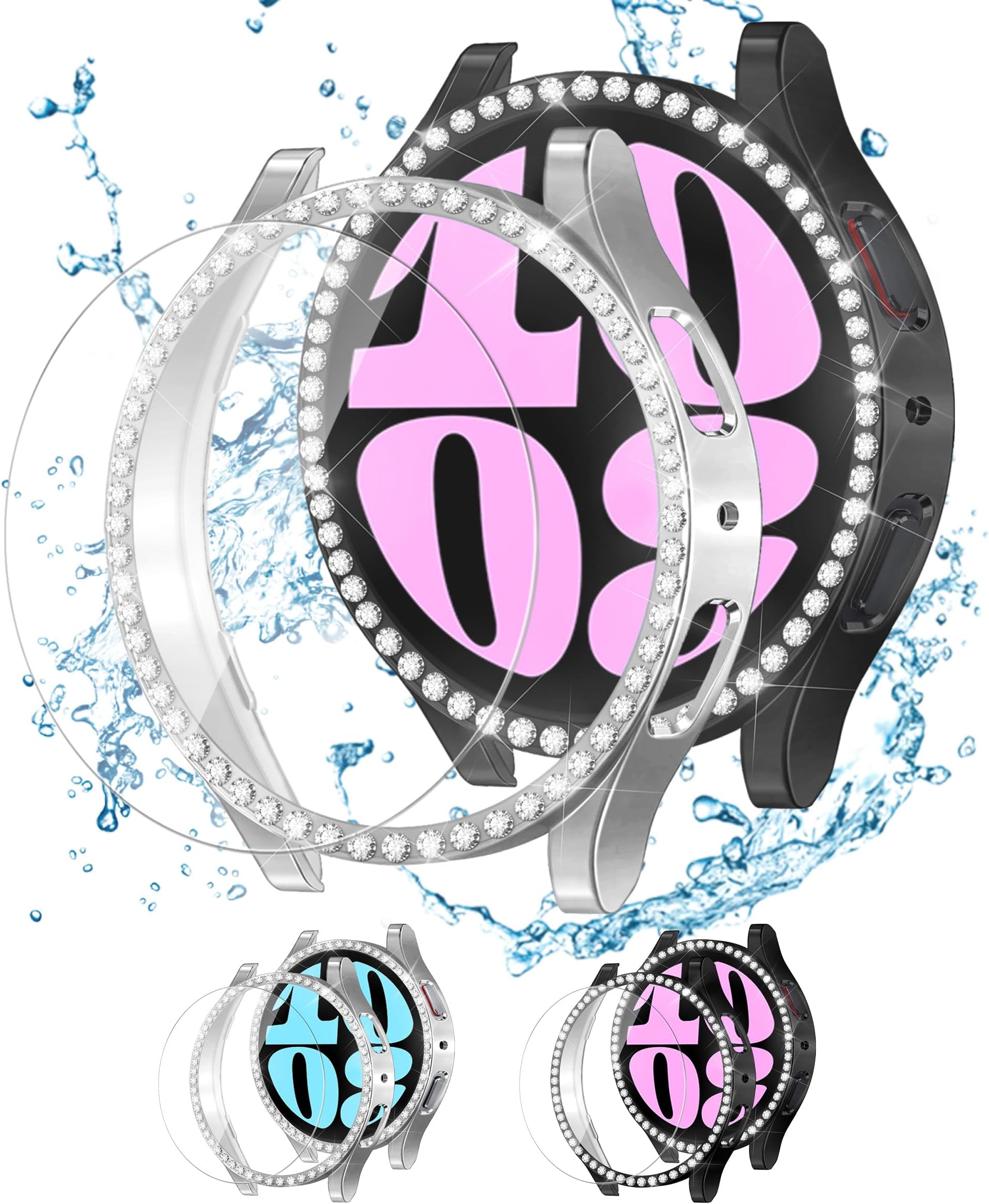 Amazon.com: ALMNVO [2+2 Pack] Bling Case for Samsung Galaxy Watch 6 ...