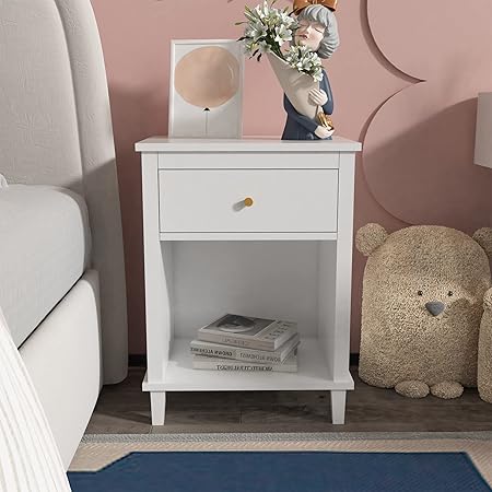 Amazon.com: Modern Nightstand, Kids Nightstand with One Drawer, Bedside ...